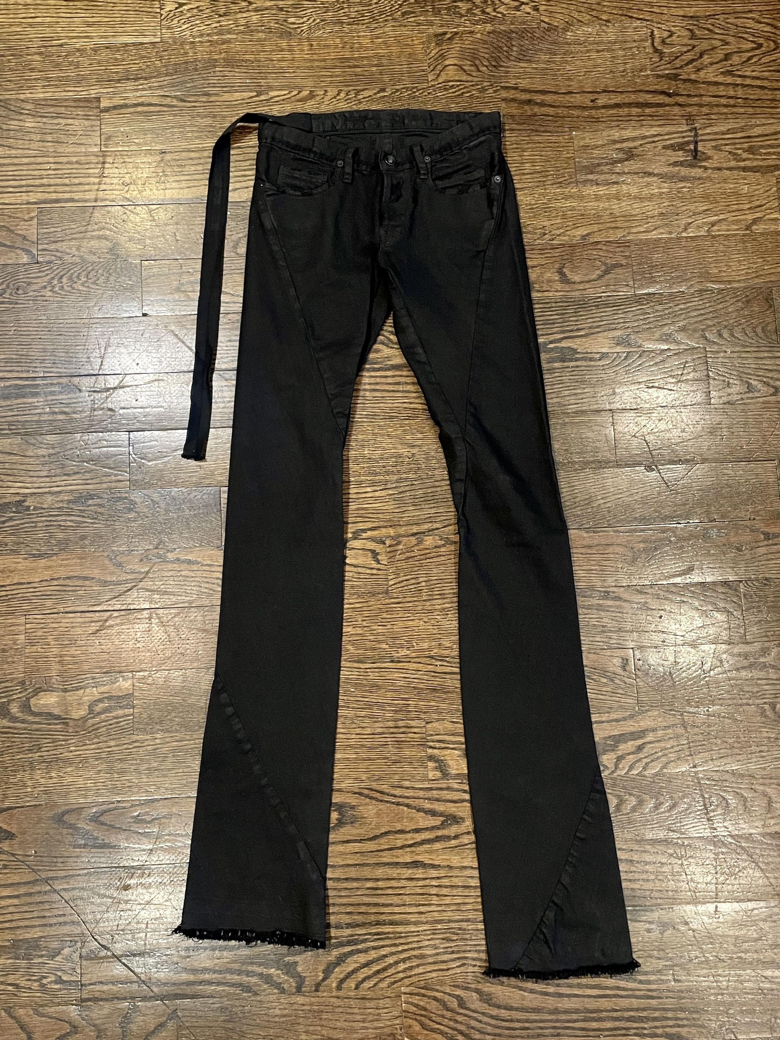 Rick Owens Spiral Cut Wax Coated Flared Bootcut Denim | Grailed