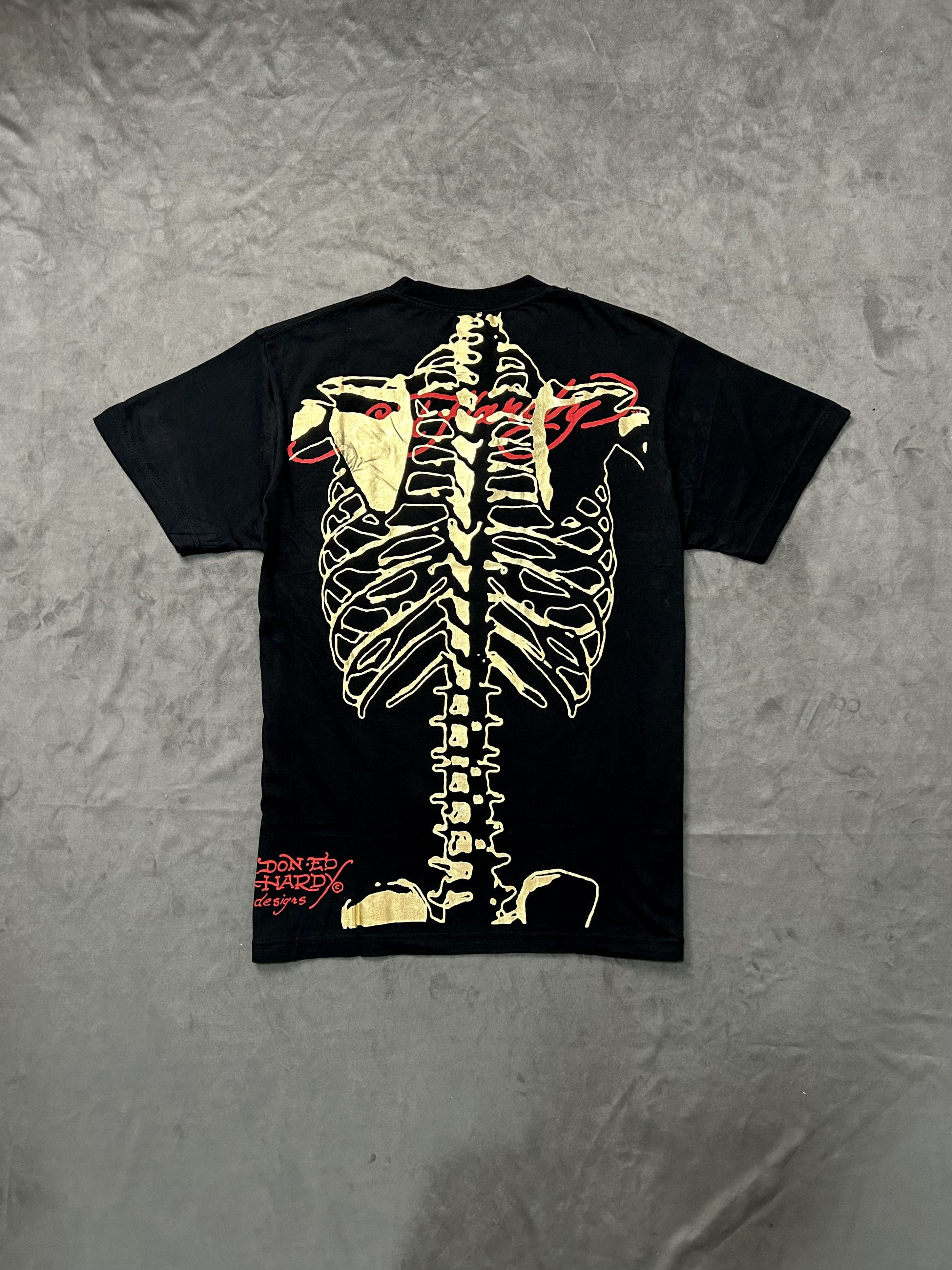 Ed Hardy Vintage Ed Hardy Skull Skeleton Print Red T-Shirt Black M ...