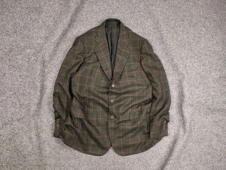 Designer × Kiton × Luxury Vintage Kiton Napoli Cashmere Dark Check Green Blazer Jacket | Grailed