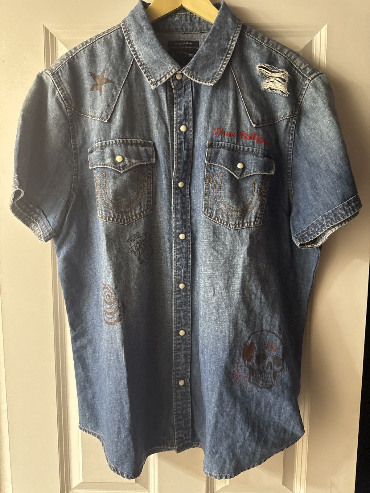 True Religion Western Denim Button Snap Shirt | Grailed