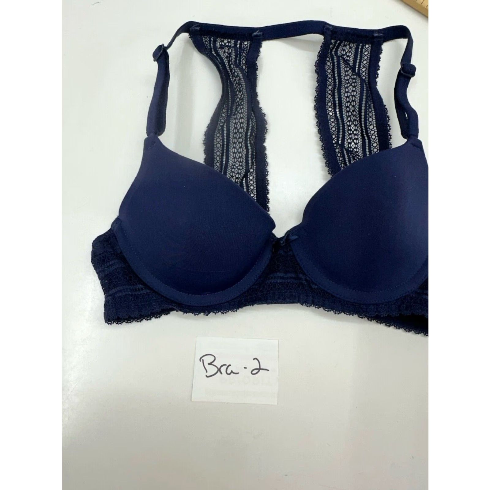 Vintage Womens Aerie Bra 32A Extra Large XL Navy Blue Lace Back Strap ...