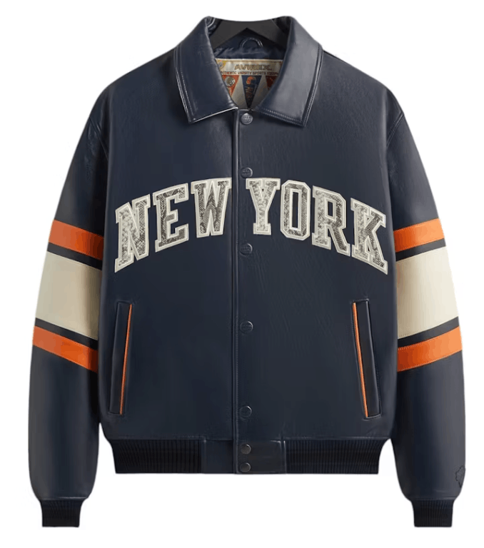 Avirex Kith The New York Knicks Legend Leather Jacket Navy | Grailed