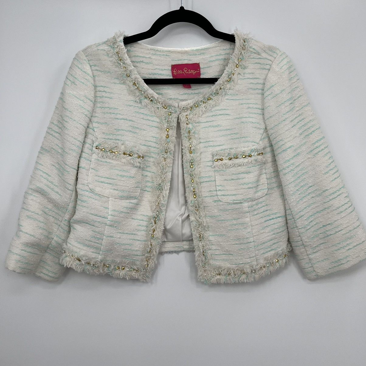 Lilly Pulitzer Lilly Pulitzer Blue White Sparkle Tweed Lia Jacket ...