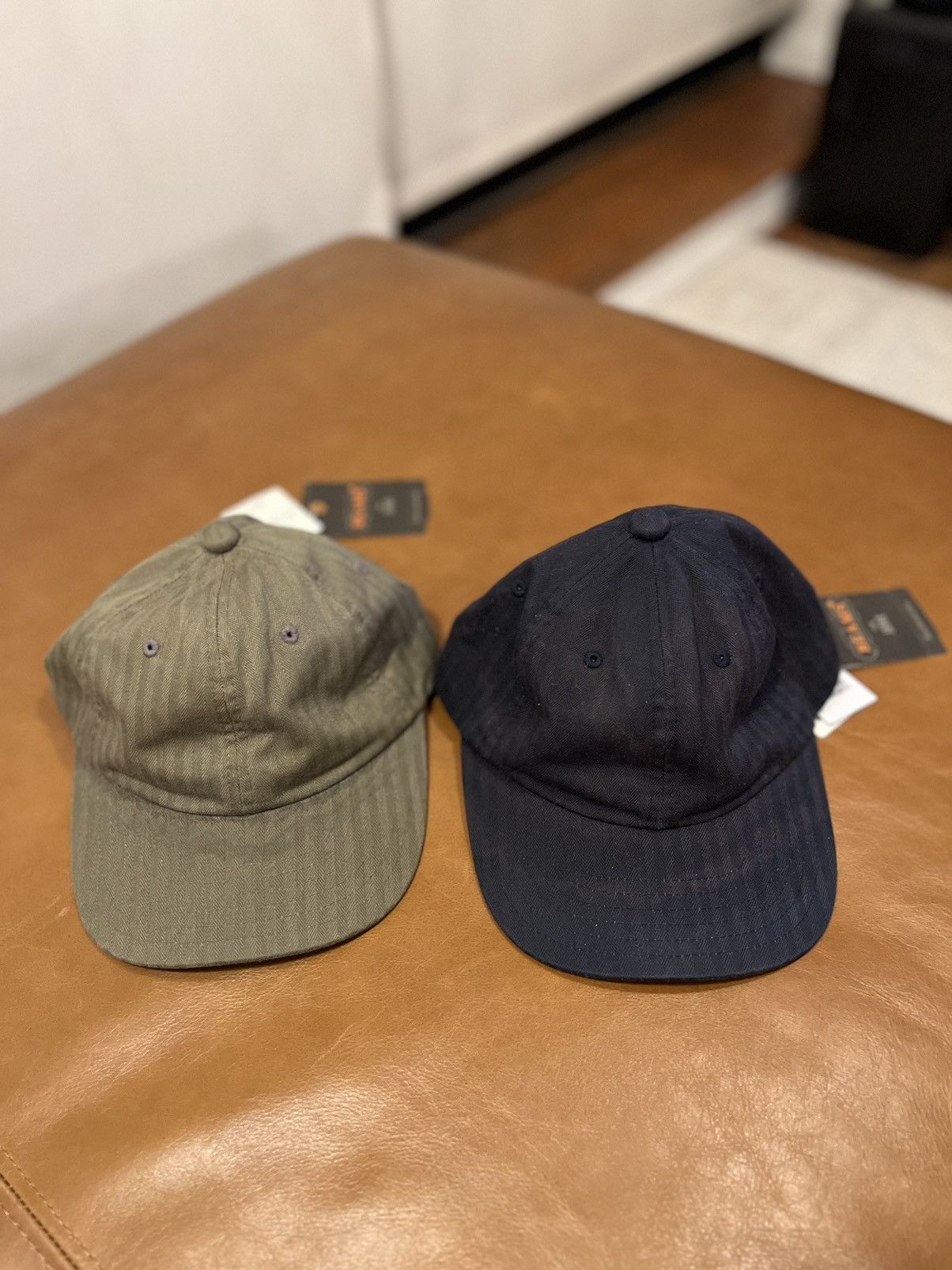 Beams Plus BEAMS PLUS Leather-Herringbone Cotton Caps | Grailed