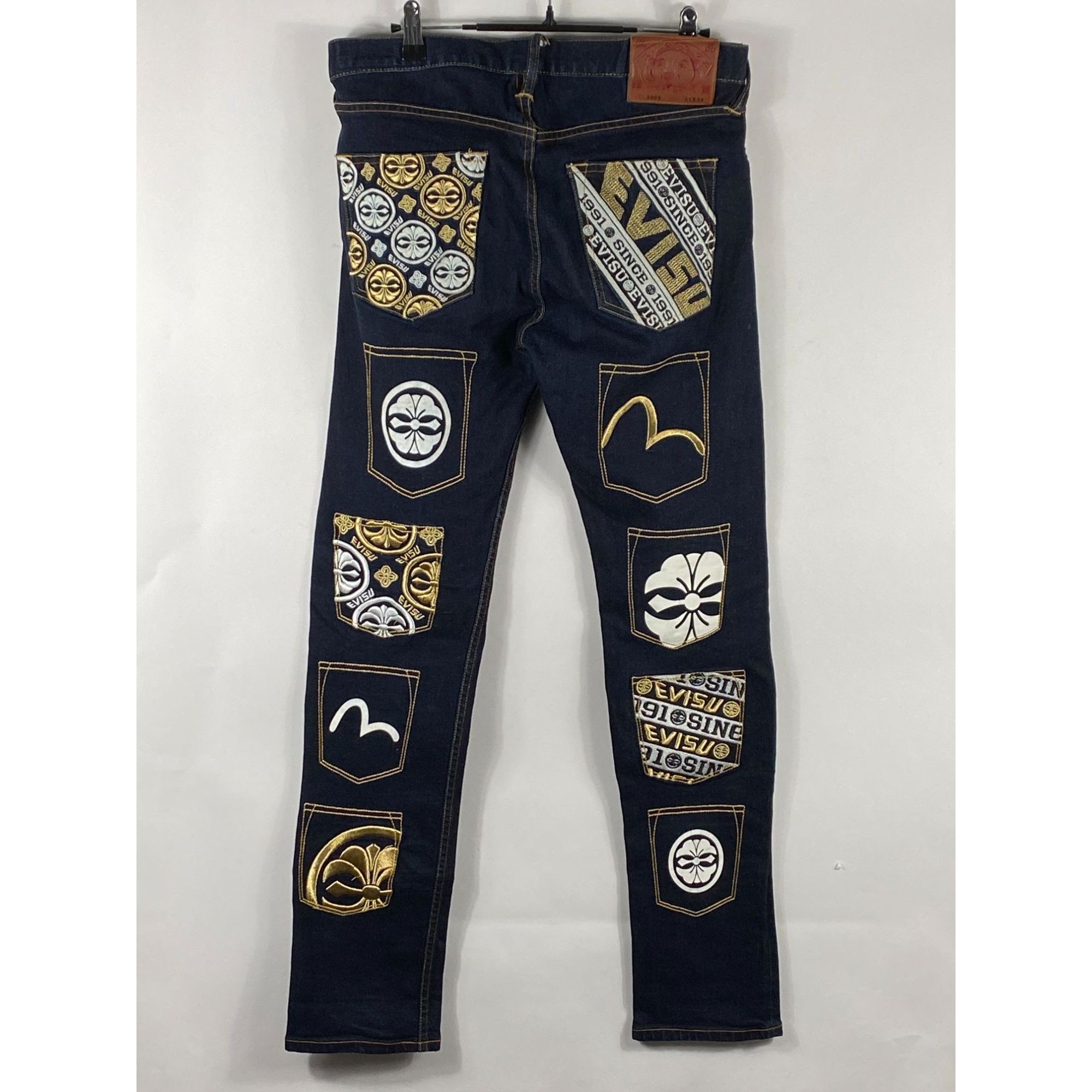 Evisu Evisu Multi Pocket Embroidered Slim Fit Denim Jeans 31x34 W3 ...