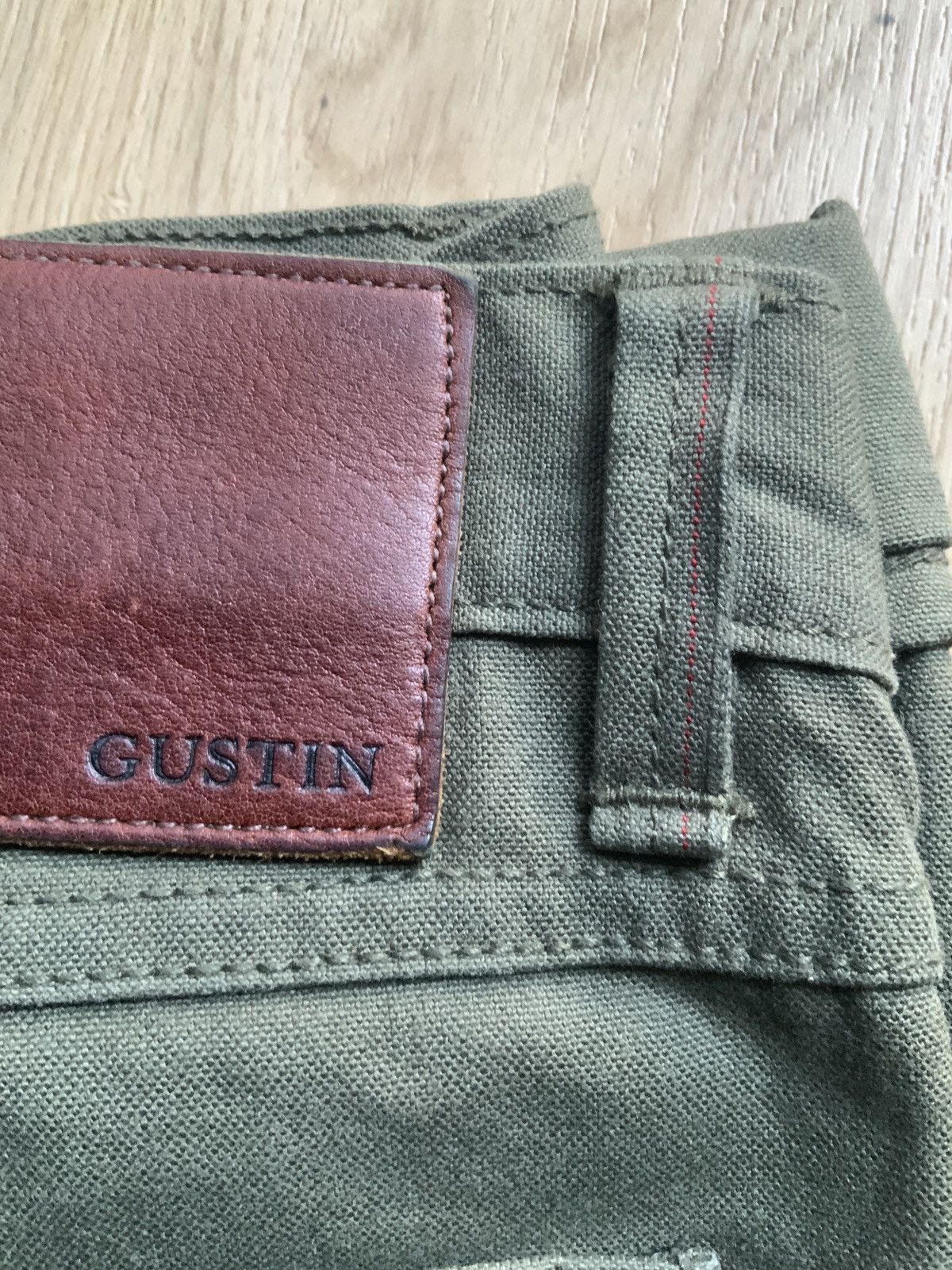 Gustin Japanese selvedge canvas jeans in olive | Grailed
