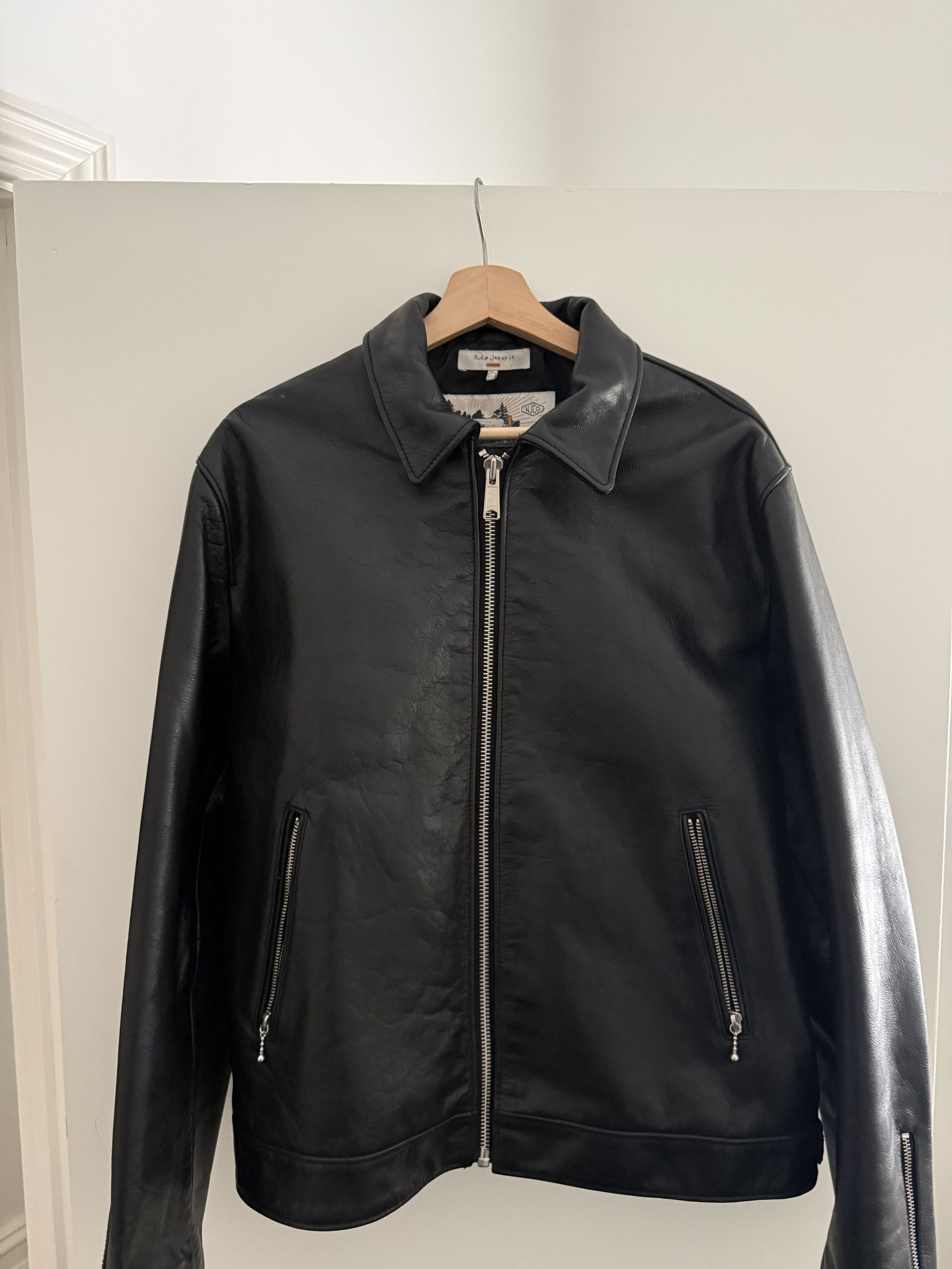 Nudie Jeans Eddy Rider Leather Jacket Black | Grailed