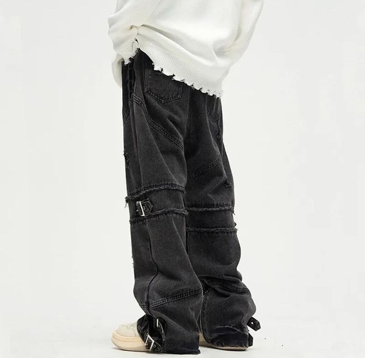 Streetwear Black Gothic Pants Wide Leg Baggy Jeans | Grailed