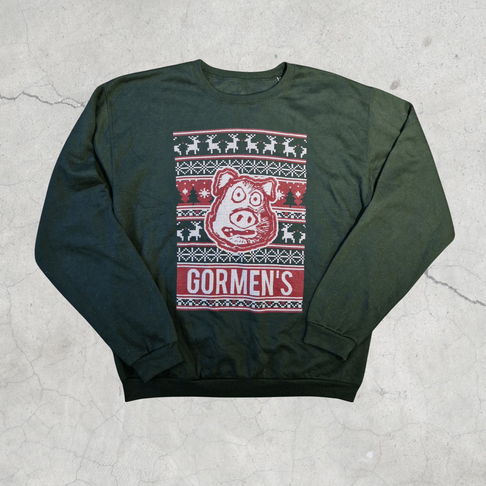 Retrofit × Vintage GORMEN'S Ugly Green Xmas Sweater - Funny Print ...
