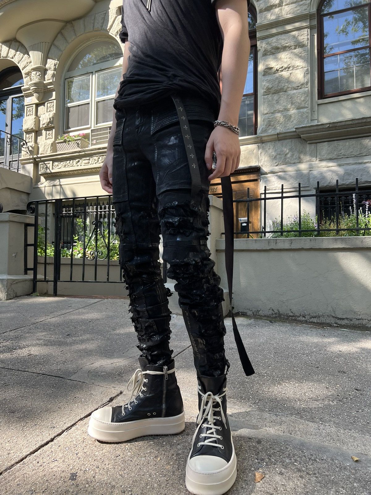 Rick Owens × Rick Owens Drkshdw Rick Owens creatch pants waxed STROBE ...