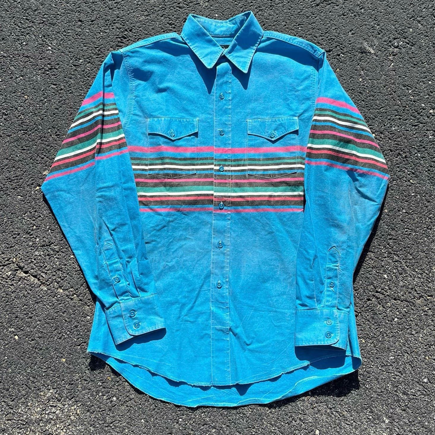 Wrangler Vintage Wrangler Brush Popper Blue Striped Shirt 16.5 - 35 ... Wrangler Vintage Wrangler Brush Popper Blue Striped Shirt 16.5 - 35 ...