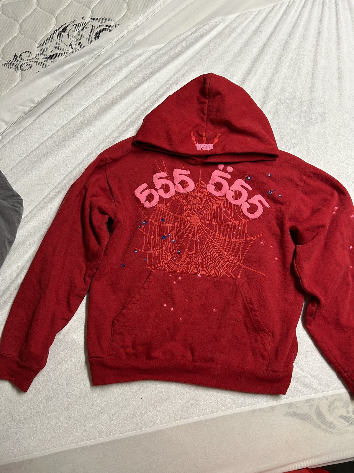 Spider Worldwide Sp5der 555 red hoodie | Grailed