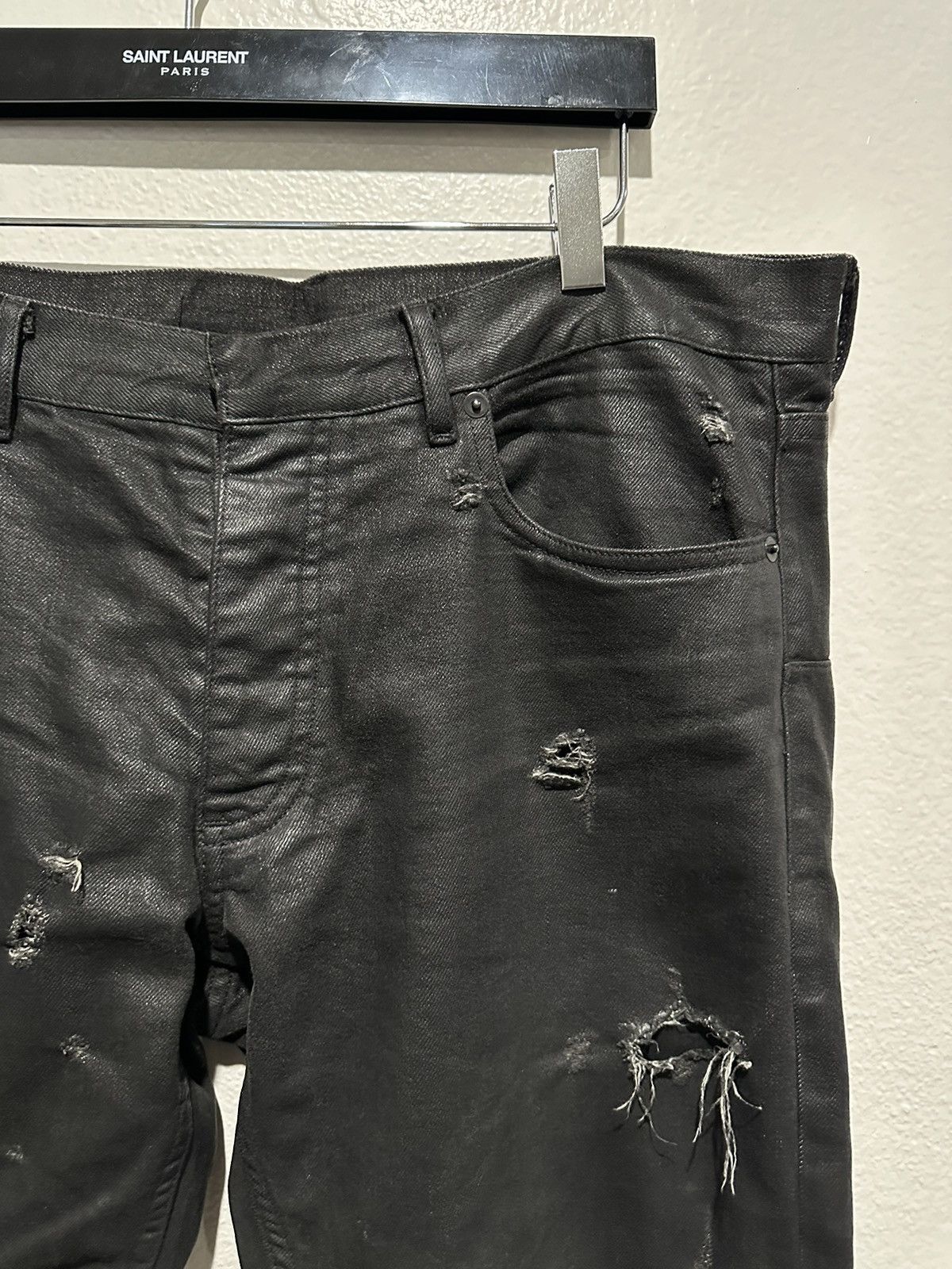 Dior SS04 Strip Distressed Waxed Denim Jeans | Grailed