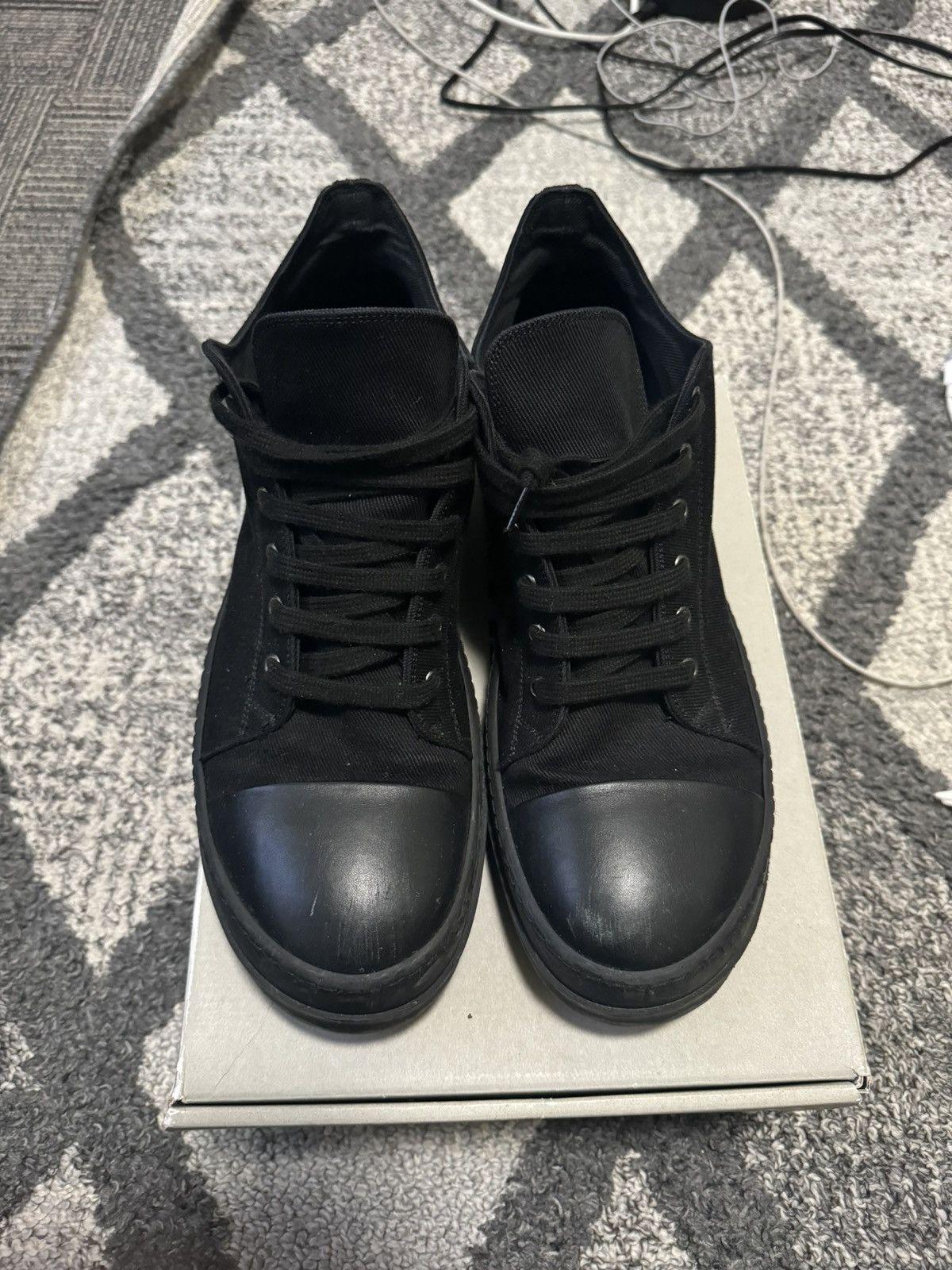 Rick Owens Rick Owens Ramones Low All Black Canvas | Grailed