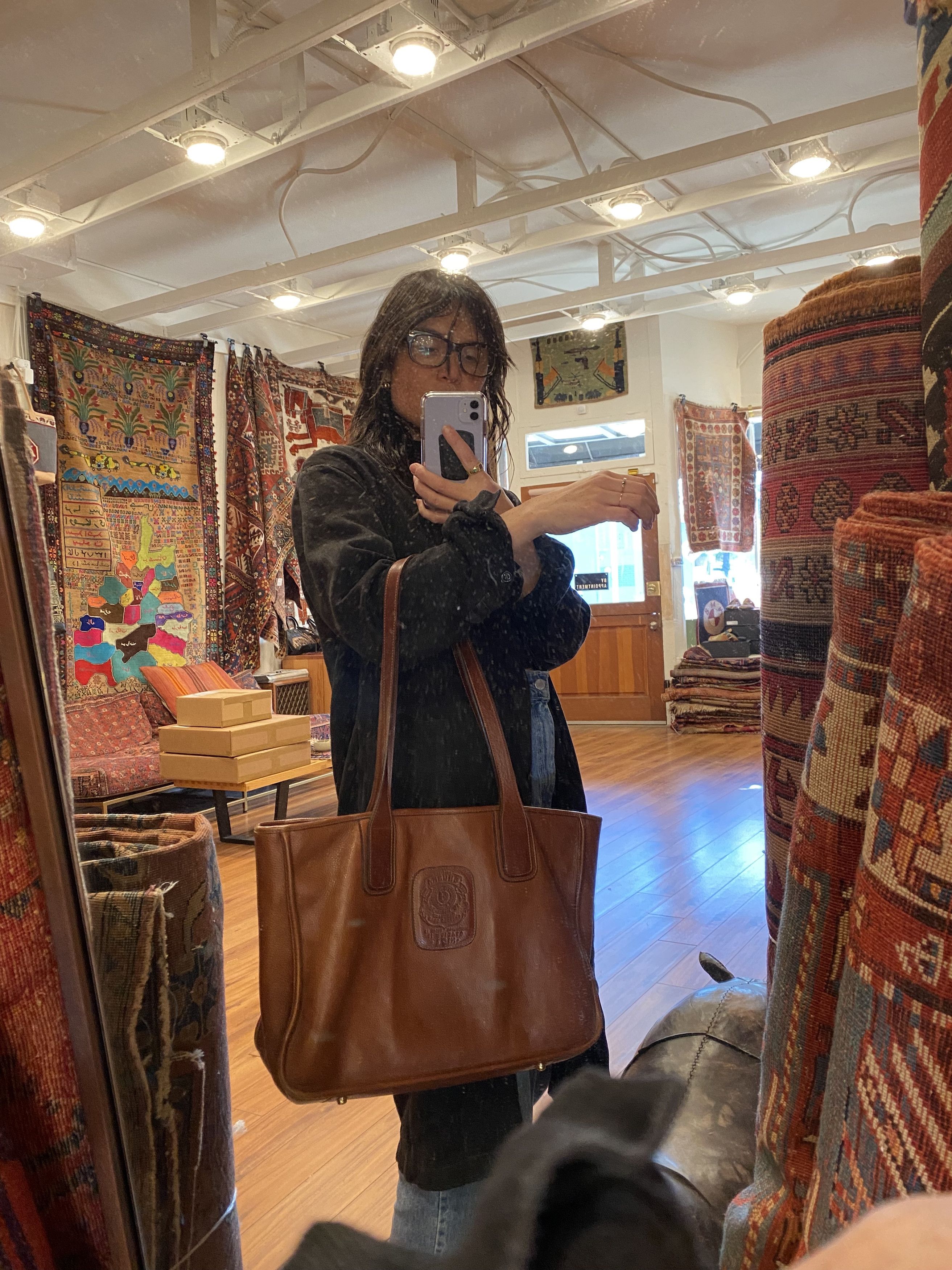 Ghurka GHURKA Stadium II tote. Model is No. 71 in Chestnut Leather ...