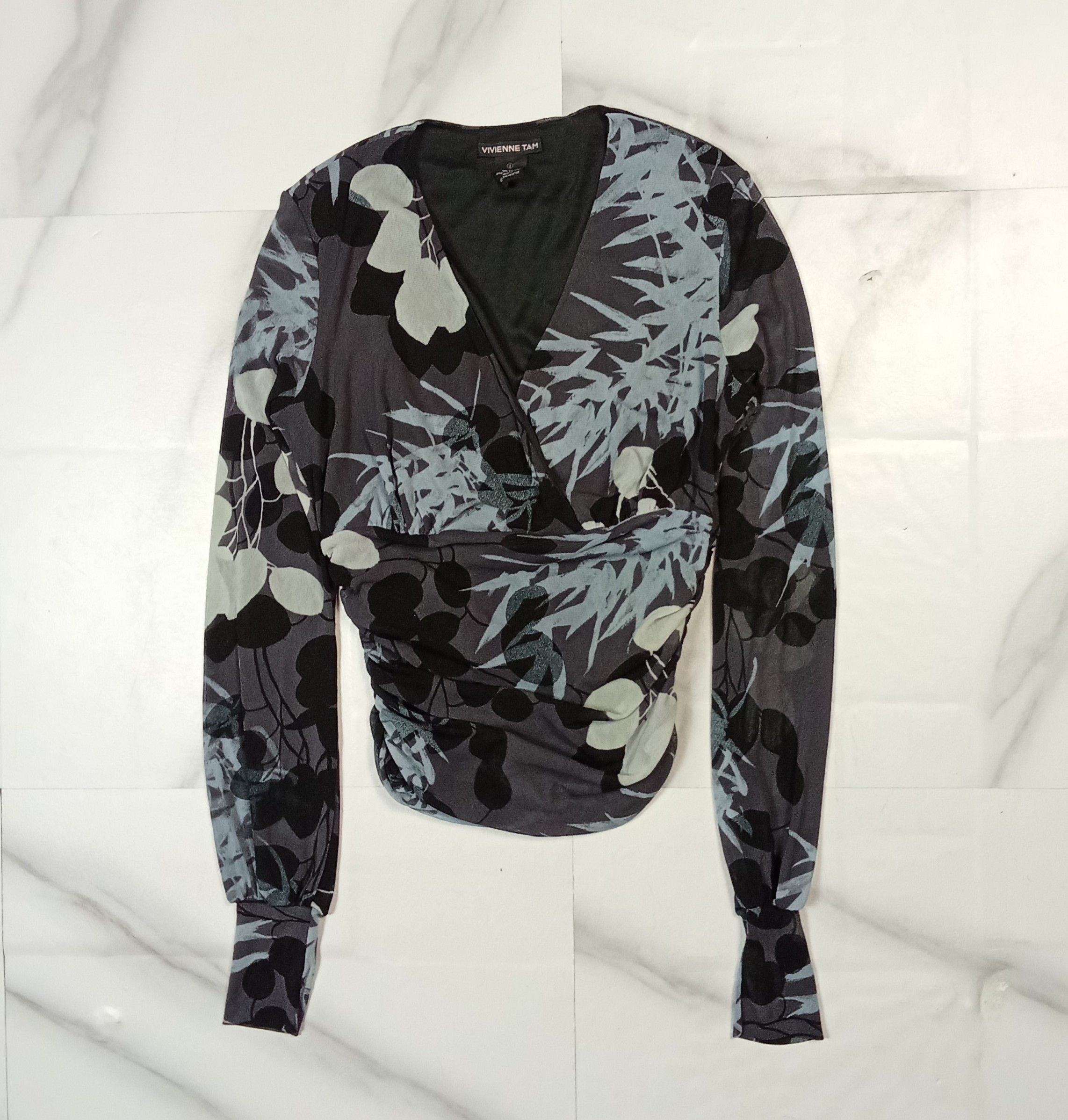 Vivienne Tam Archive Vivienne Tam - Chinese V'Neck - Dark Forest - Mesh ...