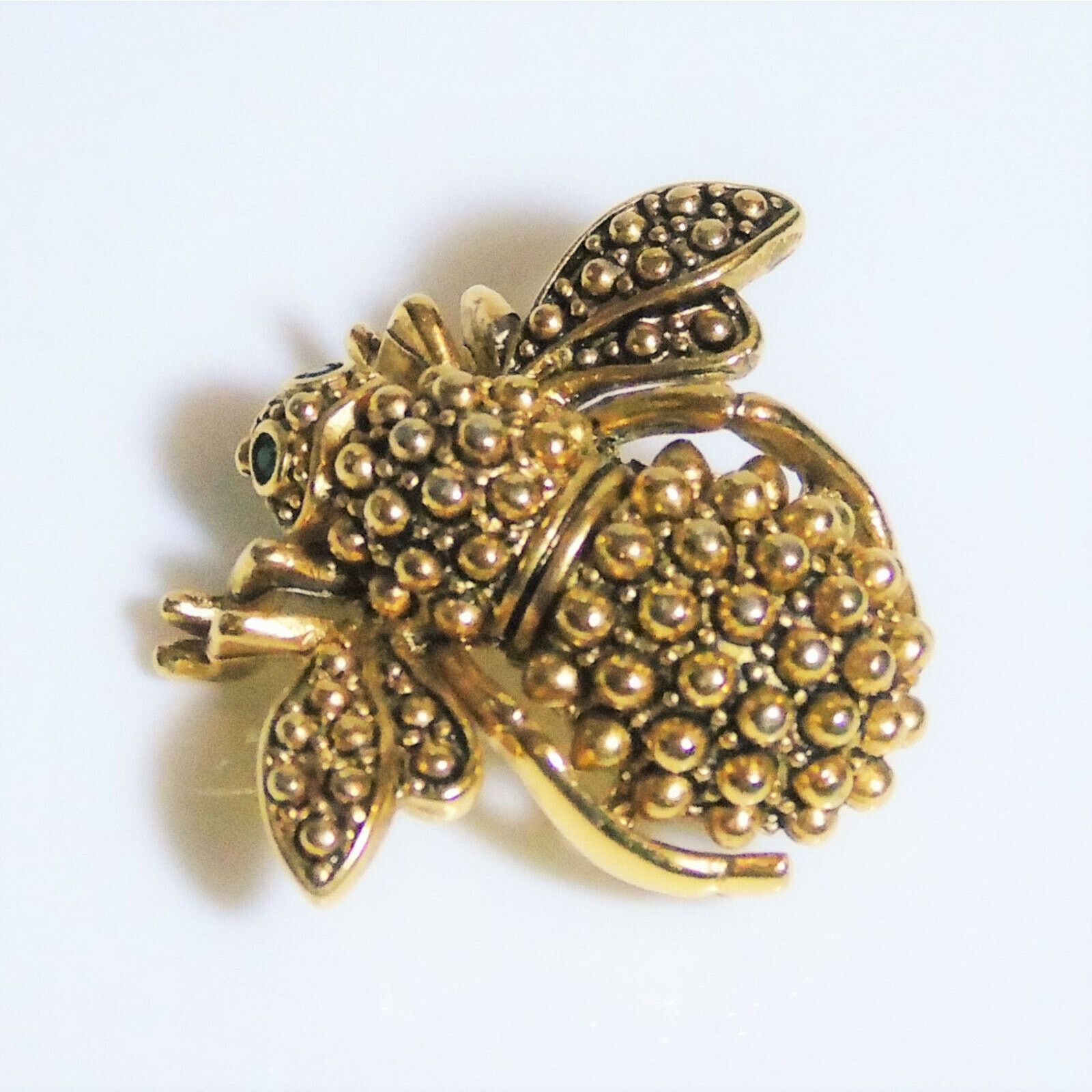 Vintage Joan Rivers Gold BEADED QUEEN BEE PIN Brooch Double Wing | Grailed