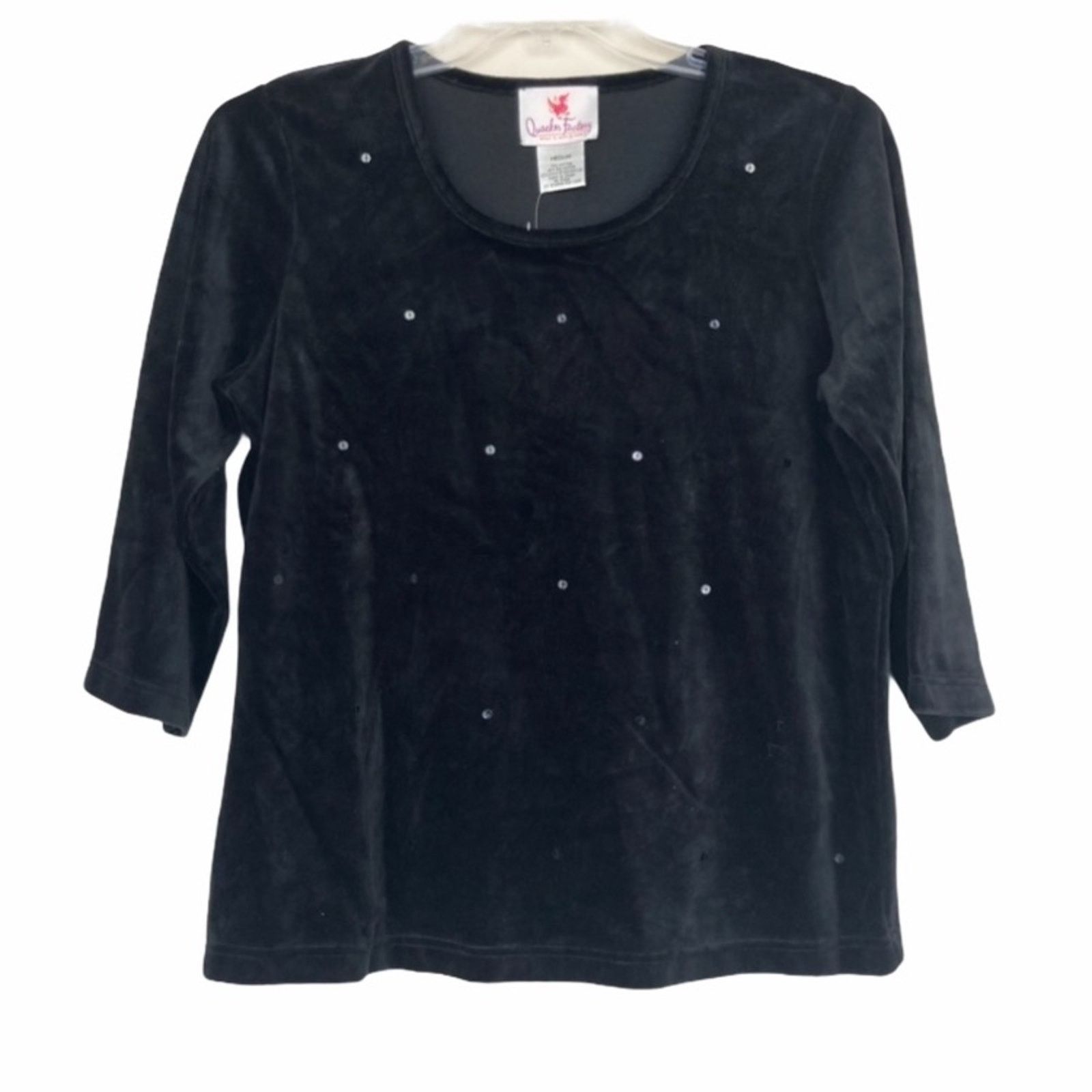 Other Quacker Factory Black Velour Sequin Top Sz M | Grailed
