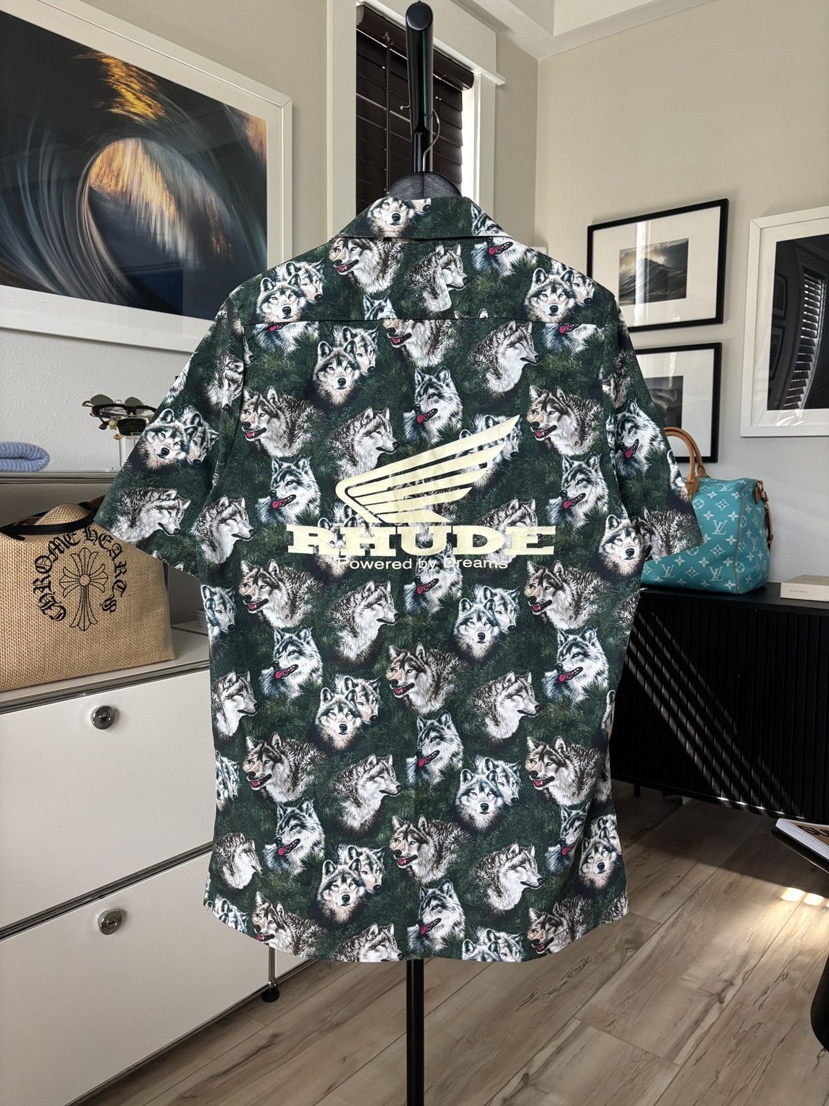 Rhude RARE - LONE WOLF “DREAMS” BUTTON UP SHIRT | Grailed