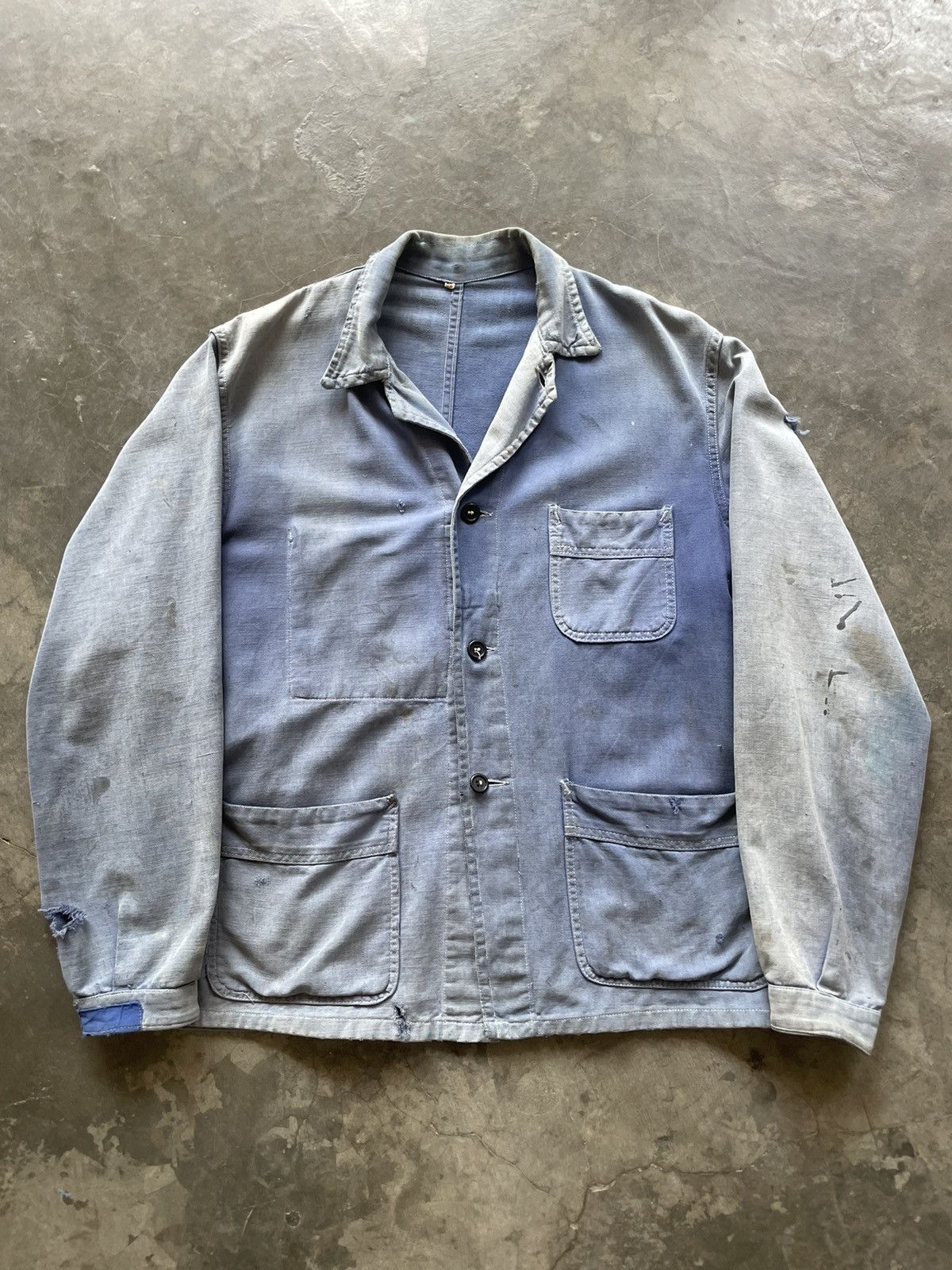 Vintage Trashed, Rugged, Faded French Work Jacket 1970's | Grailed