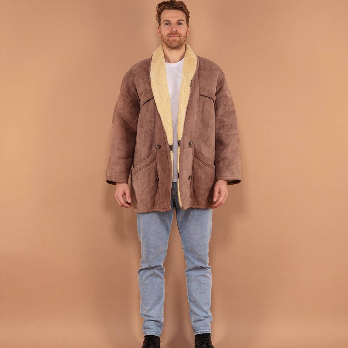 Vintage Vintage 80's Men Shearling Suede Coat in Brown | Grailed
