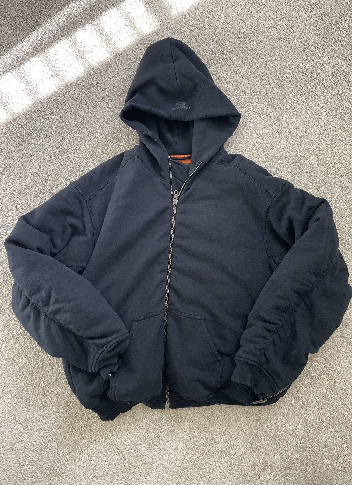 Pre-owned Balenciaga “sporty B” Bomber Hoodie In Black Pre-owned Balenciaga “sporty B” Bomber Hoodie In Black
