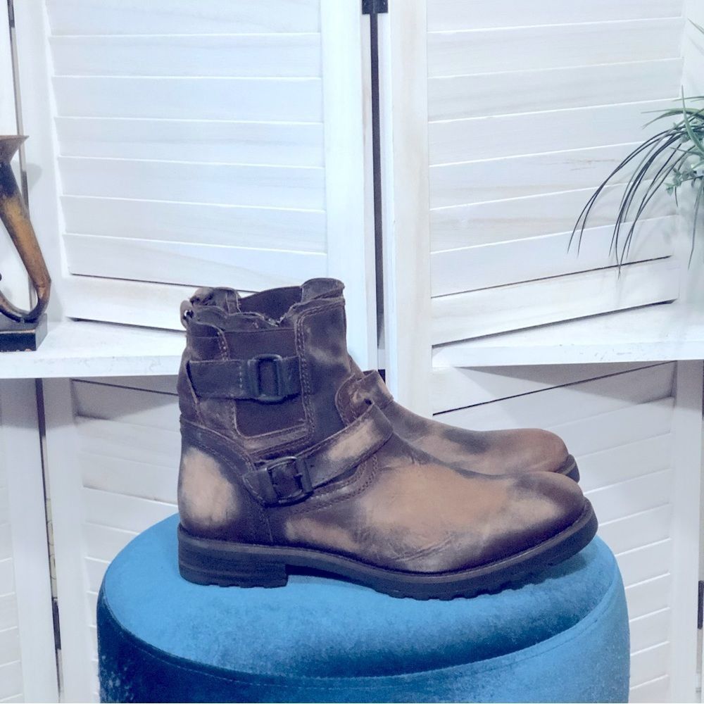 Streetwear Steampunk gothic buckle distressed rust brown boots 10.5 ...