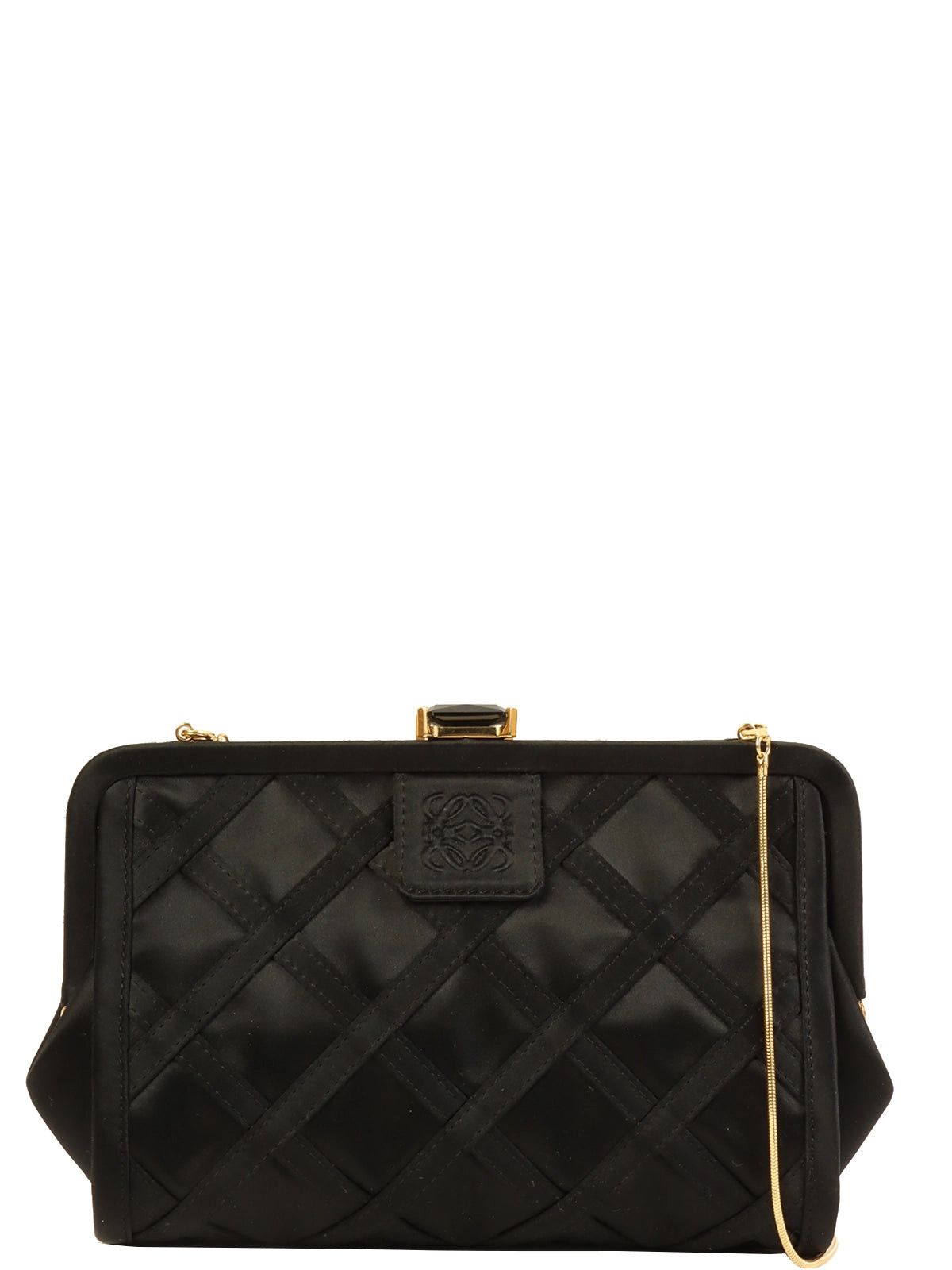 Loewe LOEWE Satin Anagram Logo Embossed Metal Clasp 2Way Bag Black ...