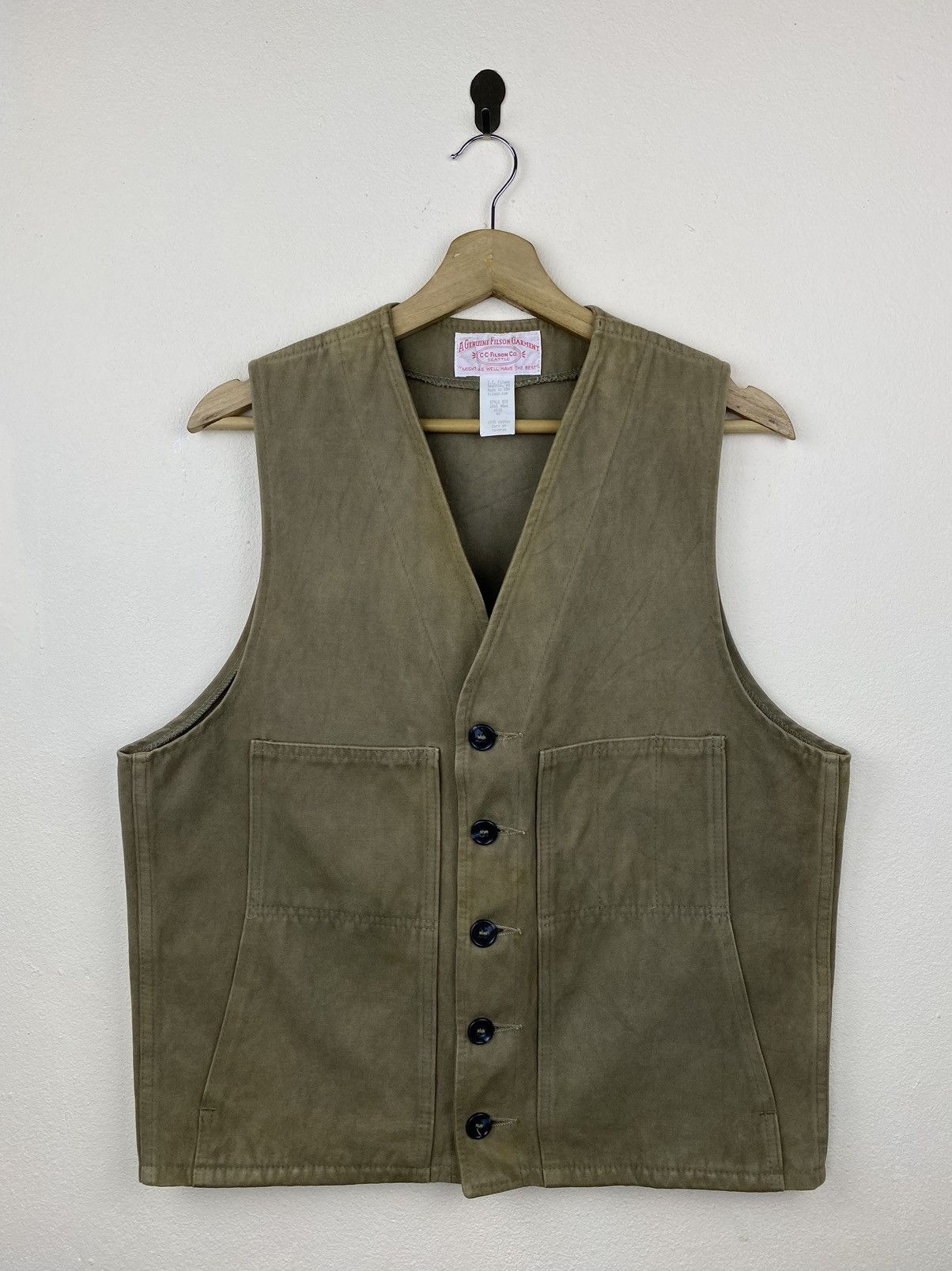 Filson Vintage 90’s FILSON Mackinaw Field/Hunting Olive Green Vest ...