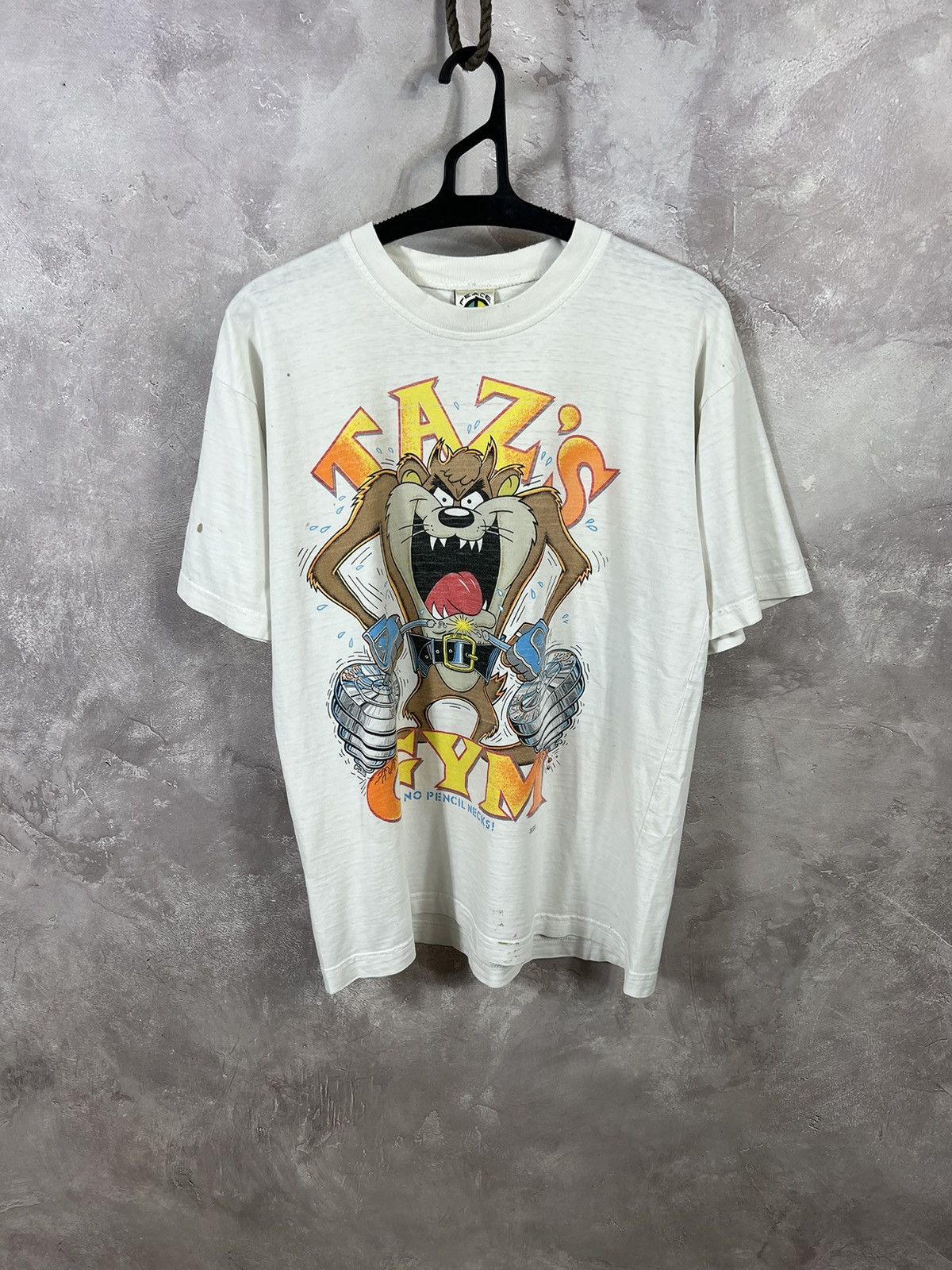 Vintage Vintage Taz's Gym No Pencil Neck Distressed tee | Grailed