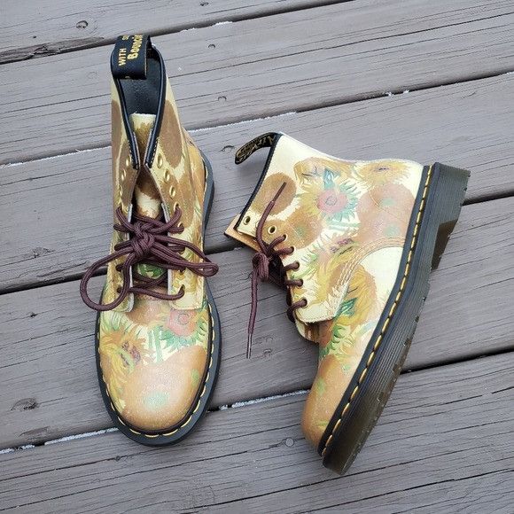 Dr. Martens Dr. Martens 1460 TNG Vincent Van Gogh Sunflower Boots | Grailed
