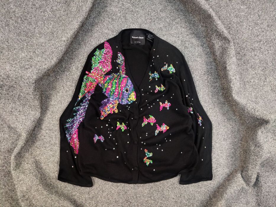 Designer Michael Simon New York Design Cardigan Fish Pattern | Grailed