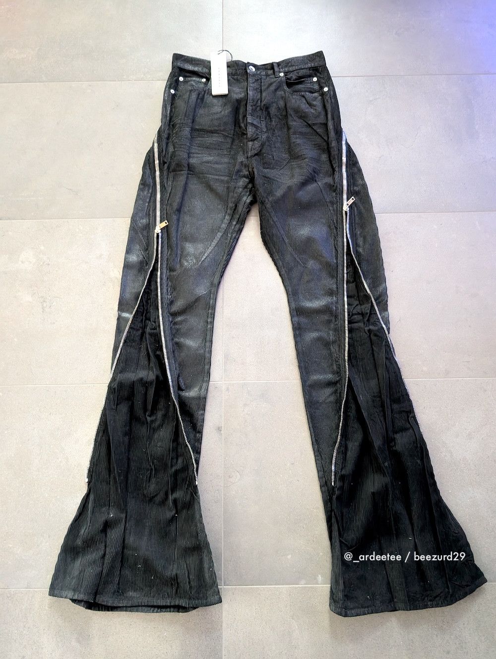 Rick Owens Drkshdw *NEW* BOLAN BANANA BLACK WAXED CORDUROY | Grailed