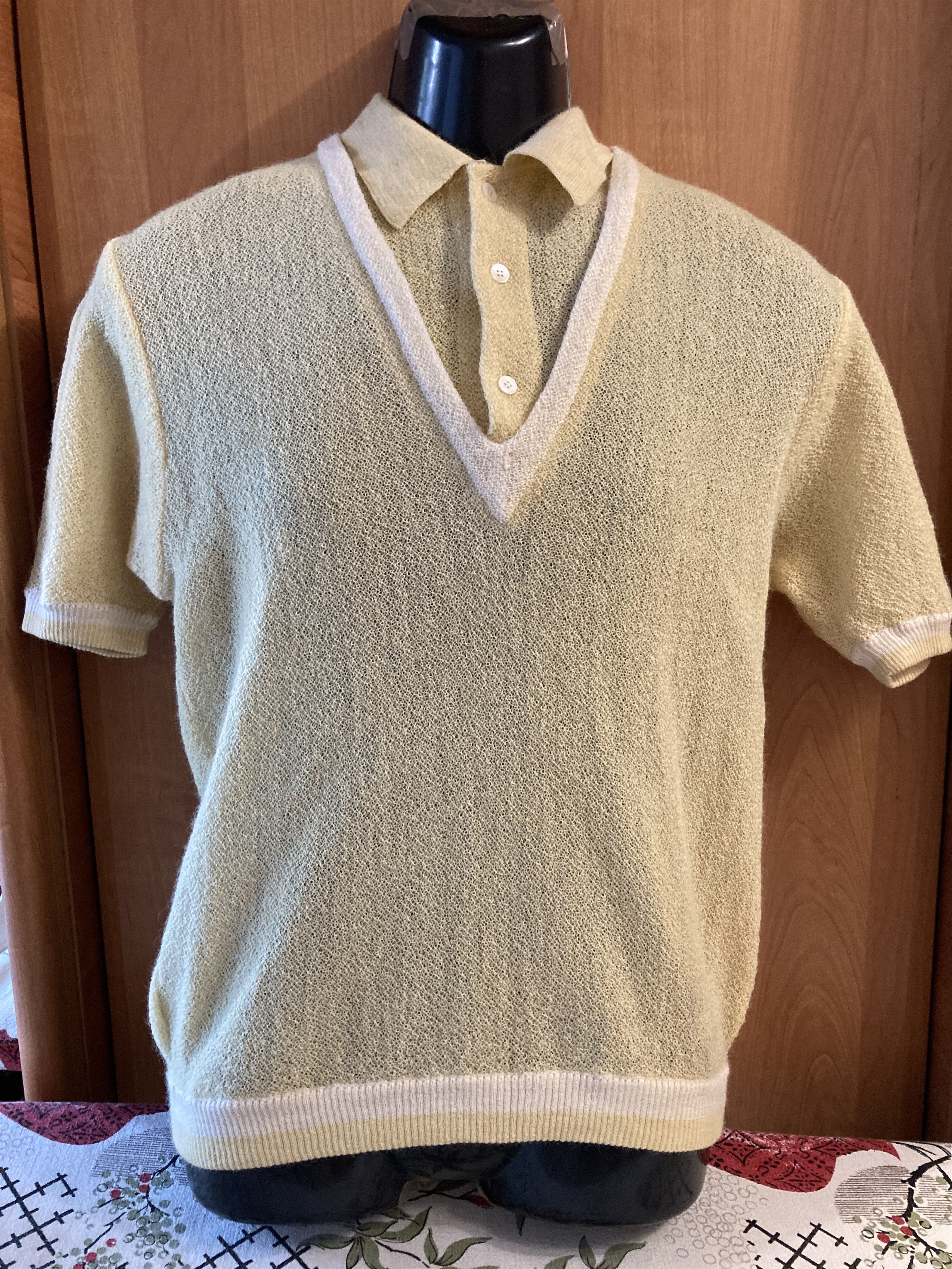 Vintage Rare Italian Knit Collared V Neck Polo Rockabilly Outfits | Grailed