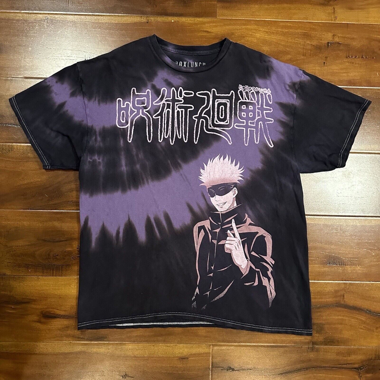 Streetwear Anime Tee Jujutsu Kaisen Satoru Gojo Portrait Radial Tie Dye ...