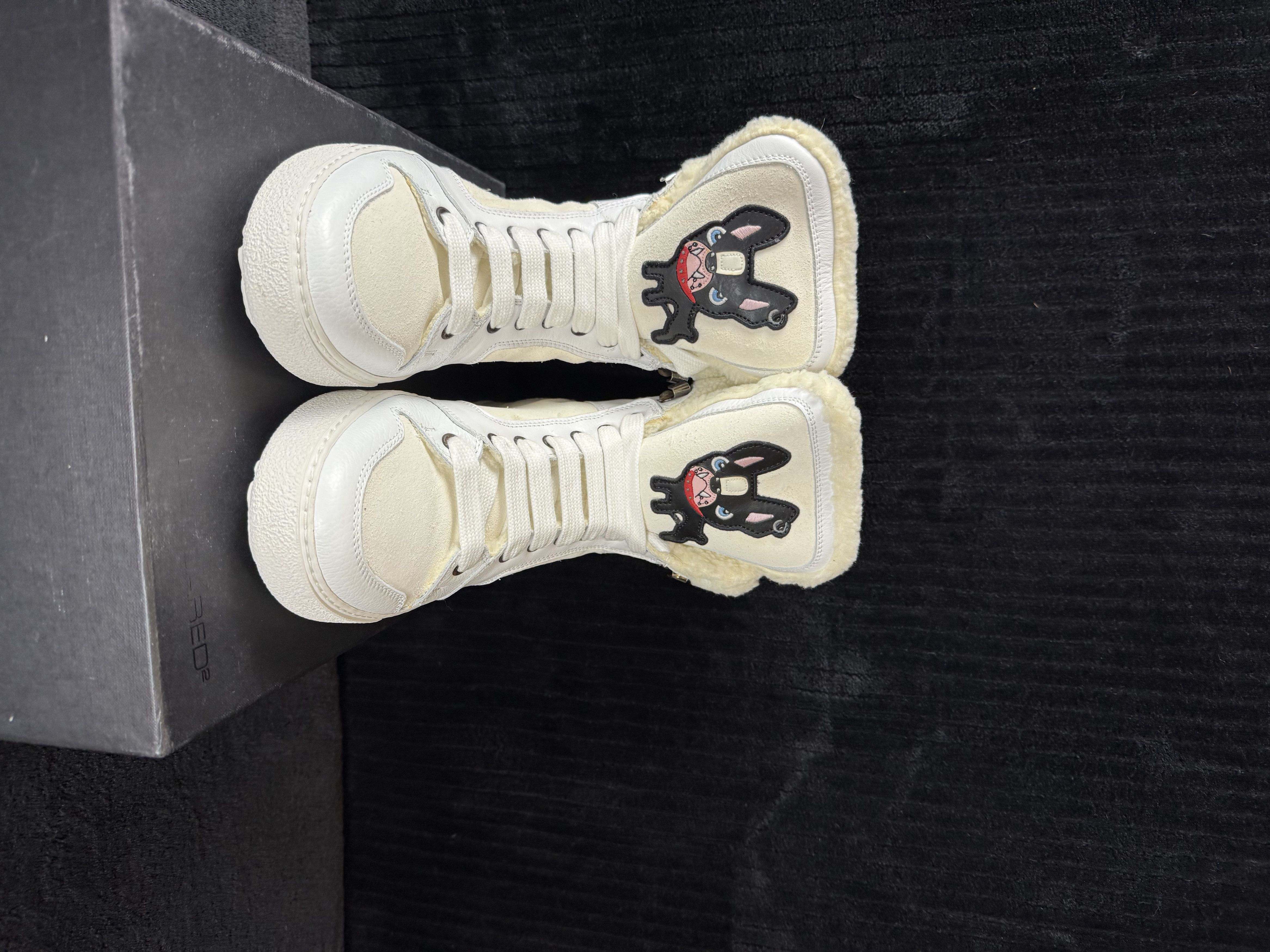 Dsquared2 Dsquared Sherling Hightop Dog Patch White/Cream | Grailed