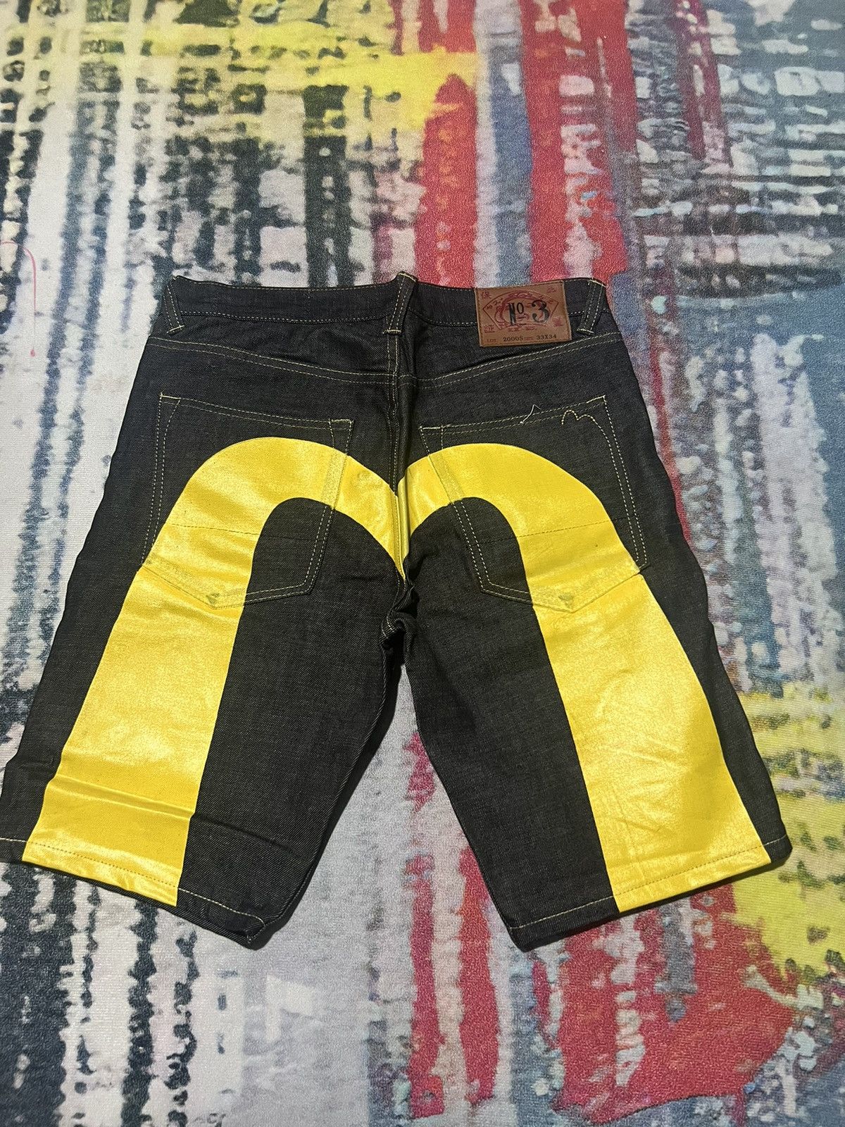 Evisu × Japanese Brand × Streetwear Evisu Daicock Spell Out Short Denim ...