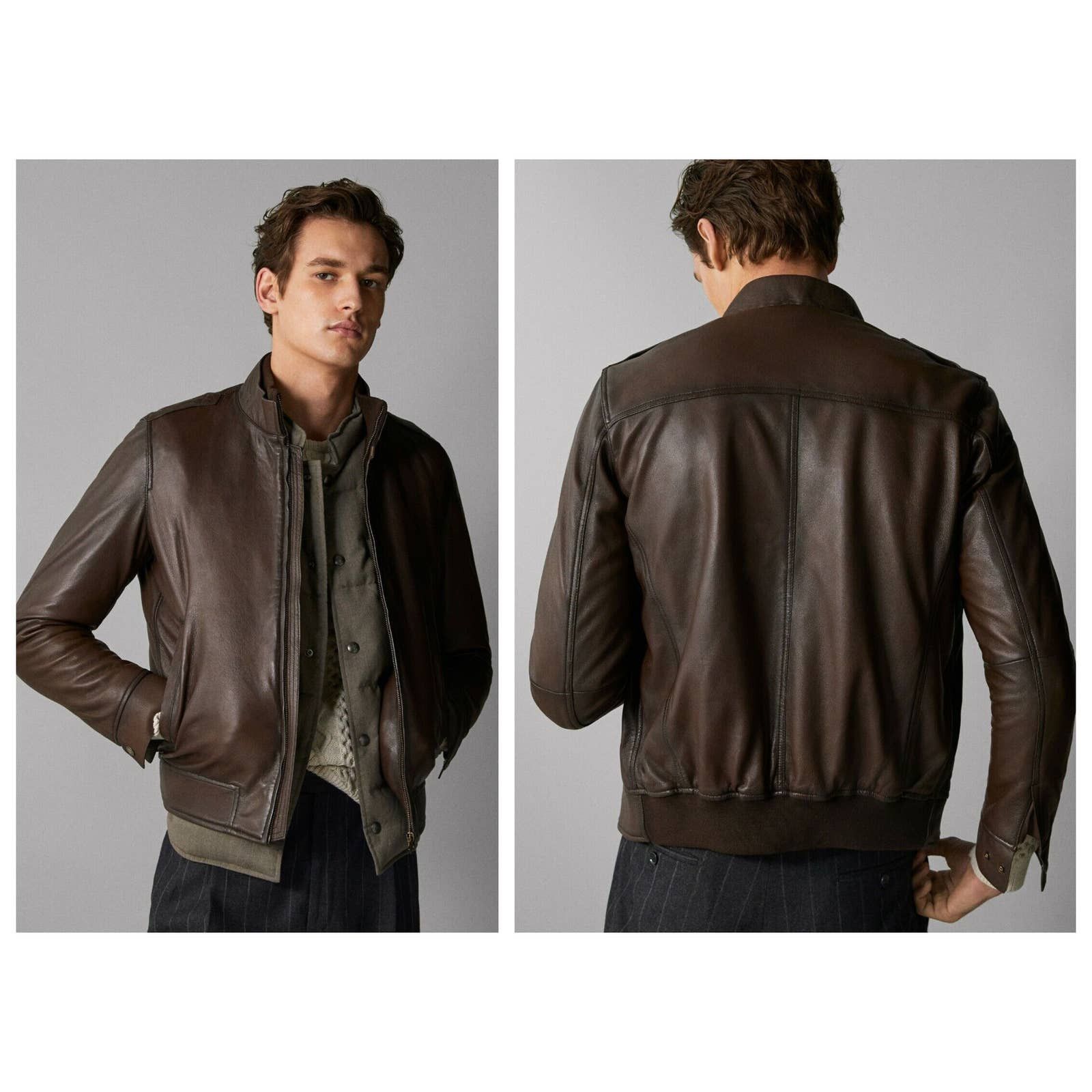 Massimo Dutti Massimo Dutti Napa Bomber Jacket with Epaulettes (US/S ...