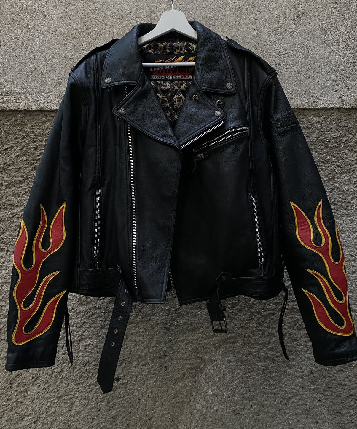 Genuine Leather × Vintage chrome bandits vintage leather jacket with ...