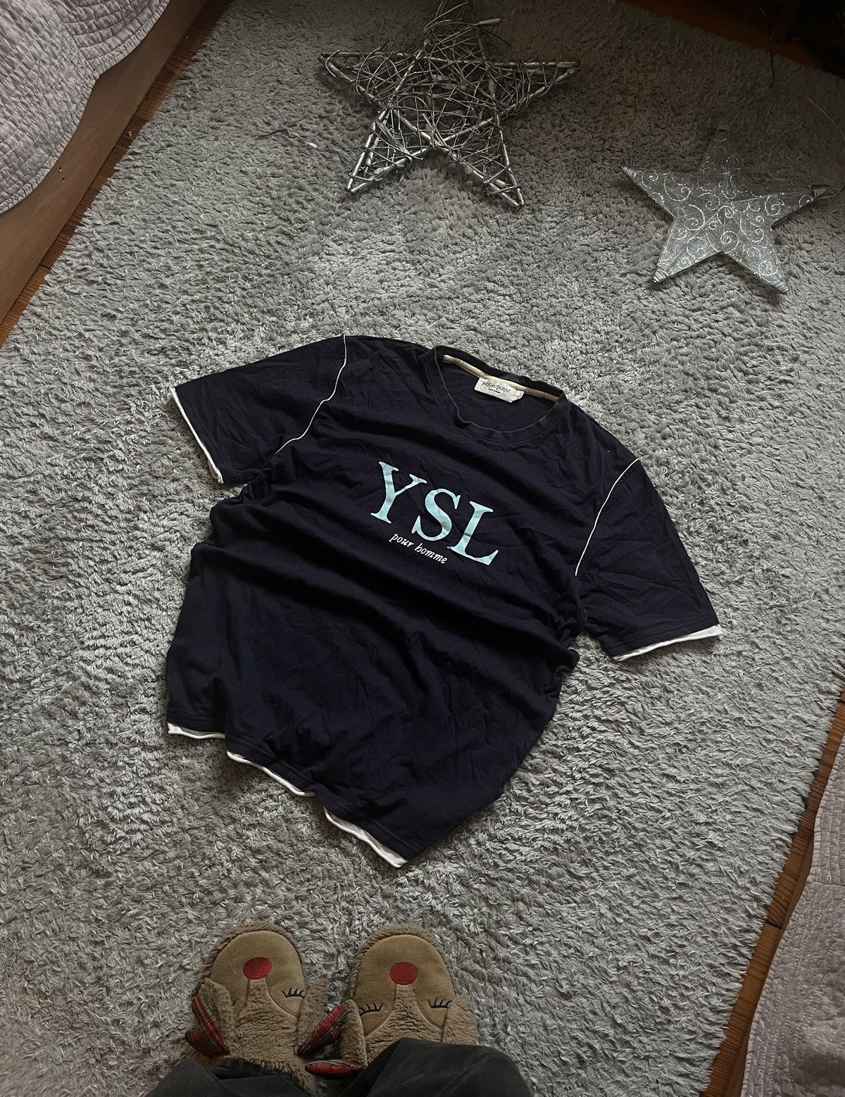 Vintage Vintage YSL Yves Saint Laurent Big Logo Striped T-shirt | Grailed