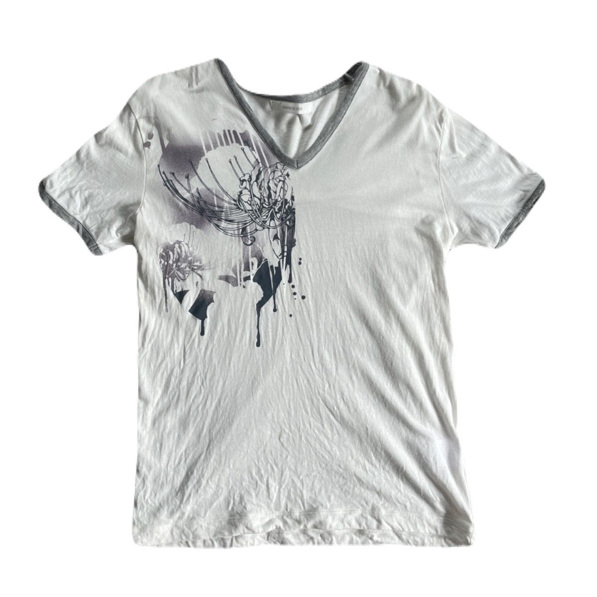 If Six Was Nine 2000s Japanese archive Vkei Floral Graphic V-Neck T ...