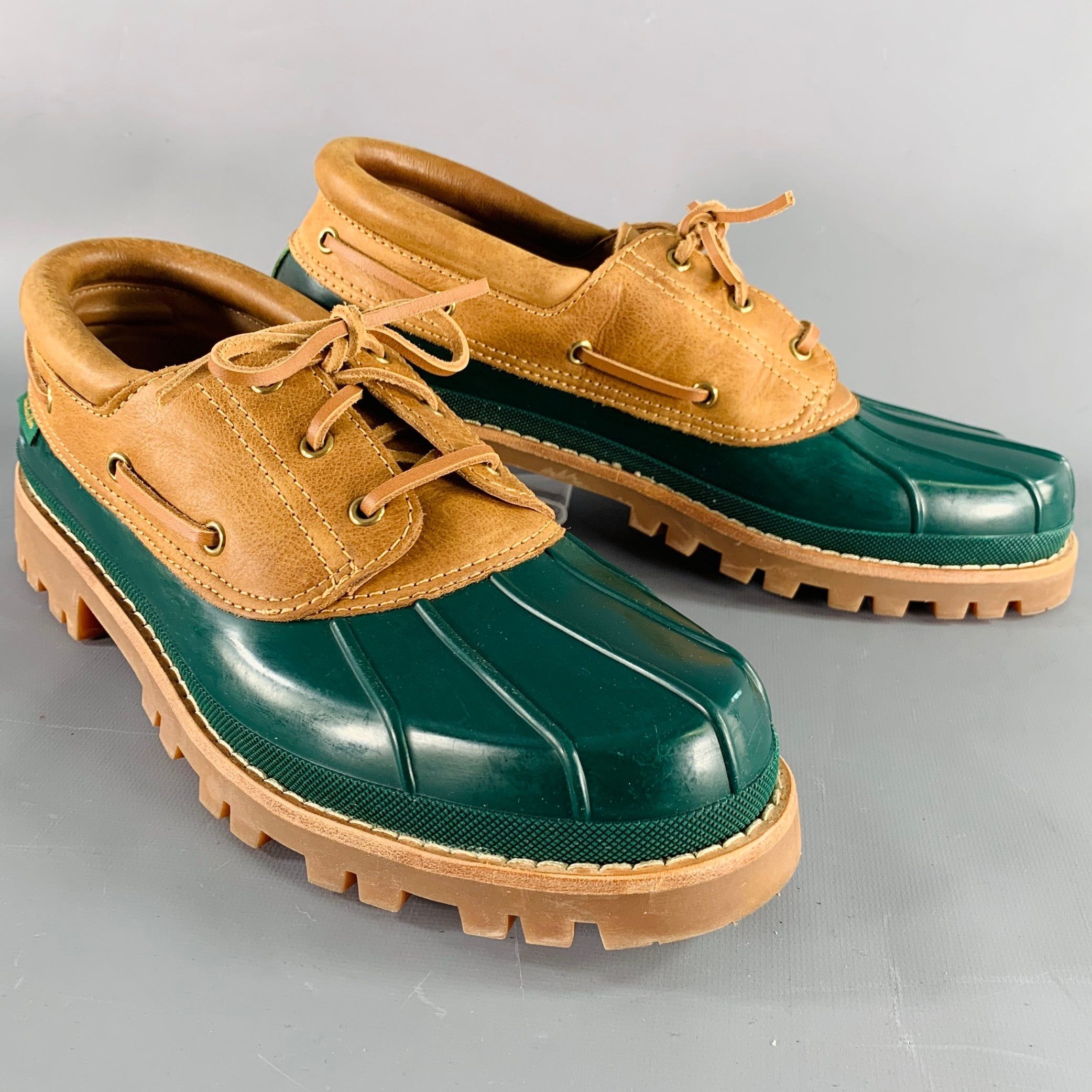 Aime Leon Dore 12 Papia Moc Green Brown Rubber Lace-Up Boots | Grailed