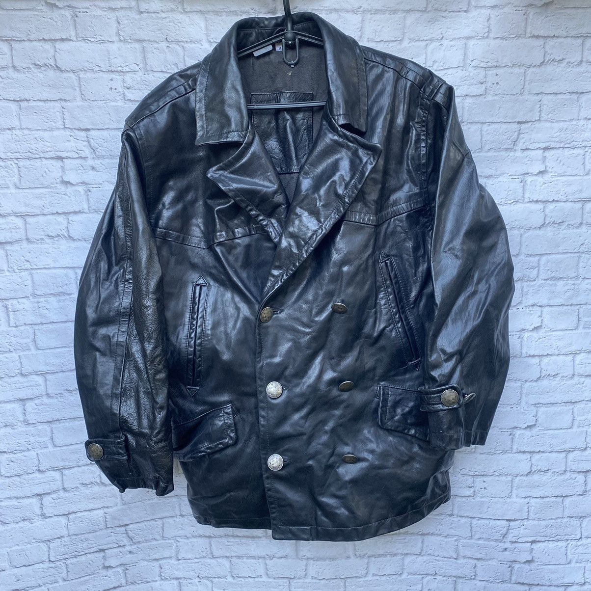 Leather × Leather Jacket × Vintage Leather black vintage retro heavy ...
