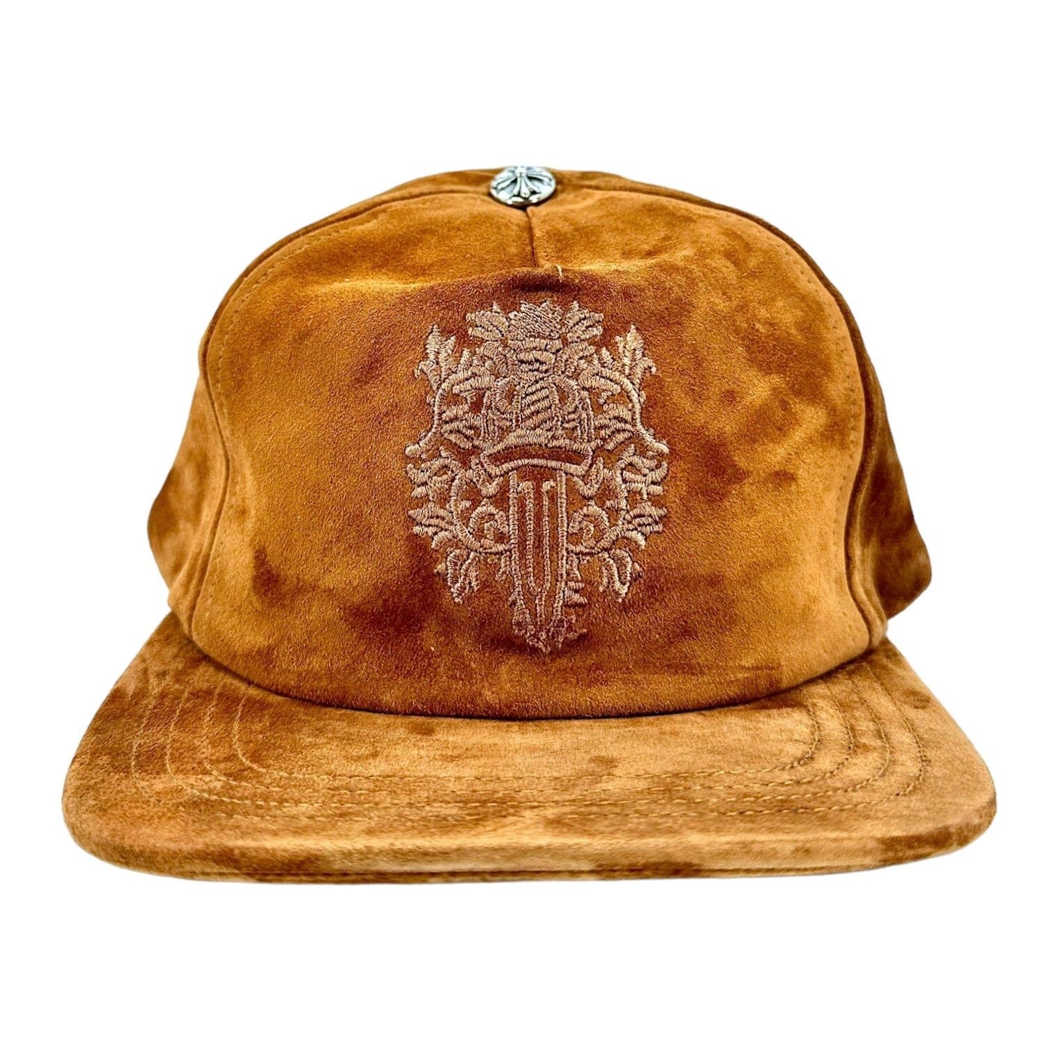 Chrome Hearts Embroidered Dagger Logo Suede Baseball Hat Brown Black ...
