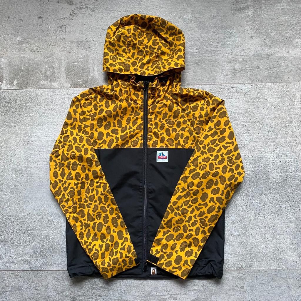 Bape A Bathing Ape BAPE Yellow Leopard Windbreaker Zip Up | Grailed