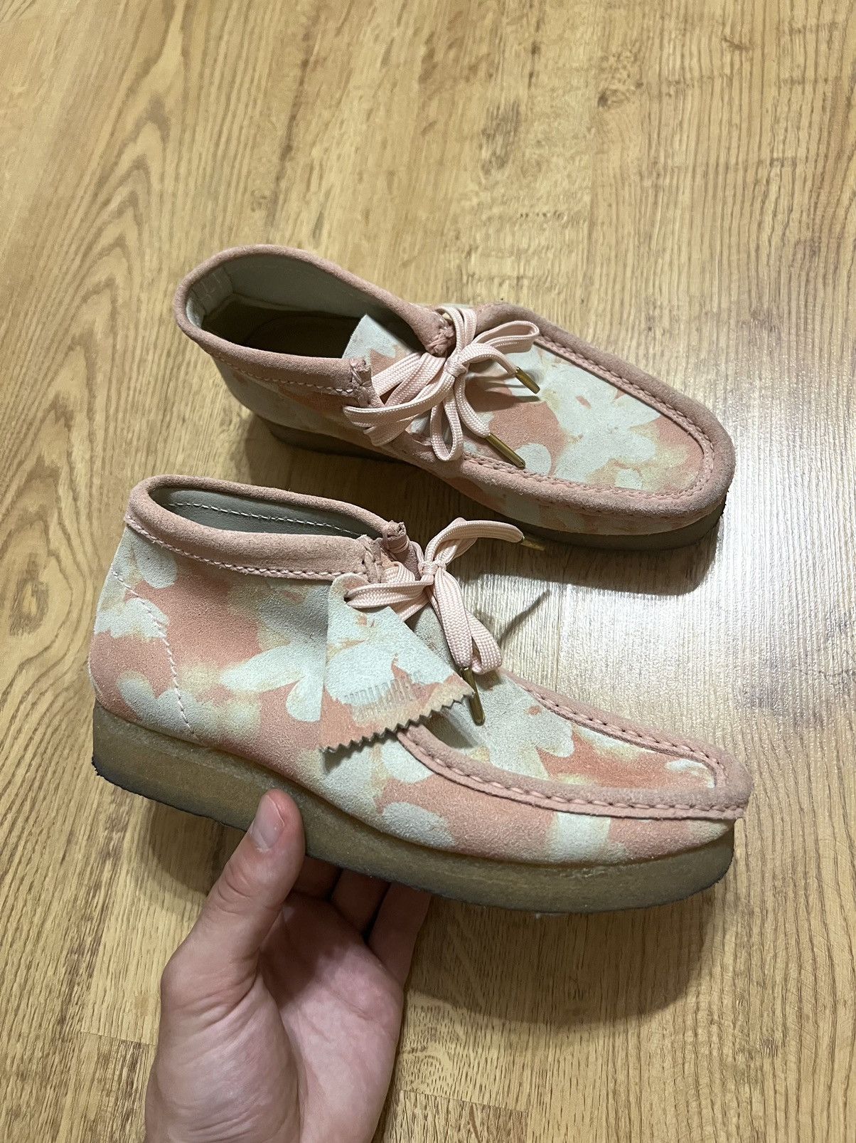 Clarks Clarks Wallabee Boots Pink Floral | Grailed