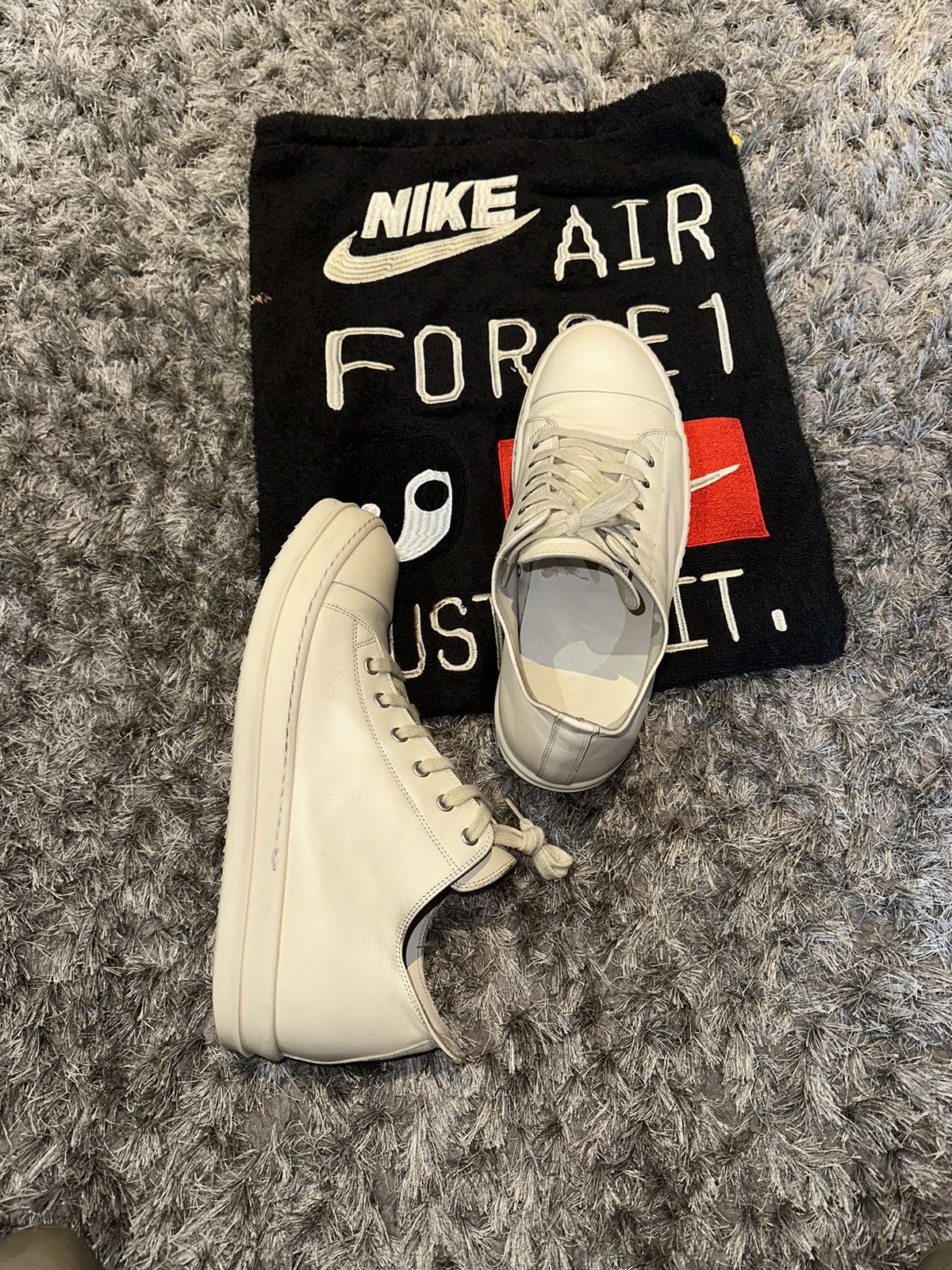 Rick Owens Designer Rick owens main line milk white ramones sneakers ...