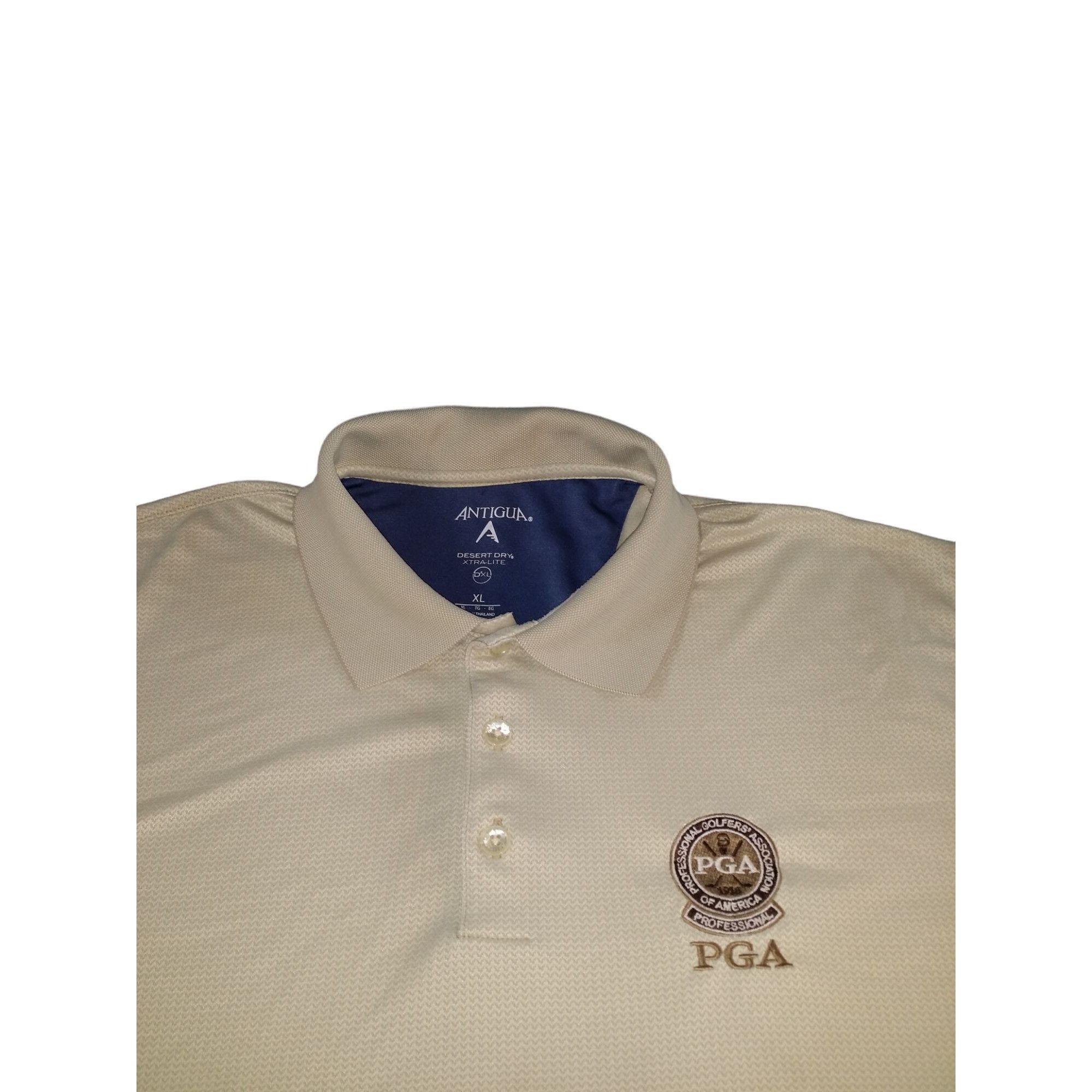 Antigua PGA Golf Polo Men Sz XL Antigua Cream Desert Dry Xtra Lite S ...