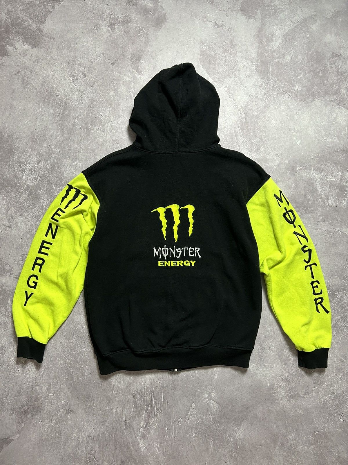 Streetwear × Vintage Vintage Monster Energy Drink Hoodie Black Faded ...