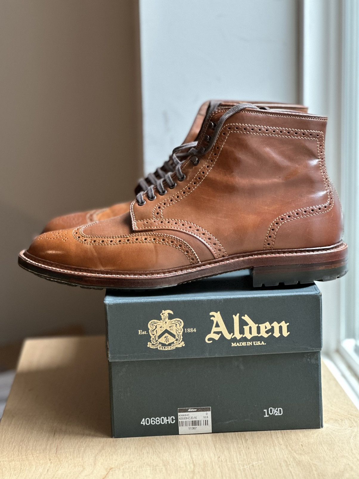 Alden × Horween Leather Alden Whiskey Shell Cordovan Wing Tip boots 10D ...